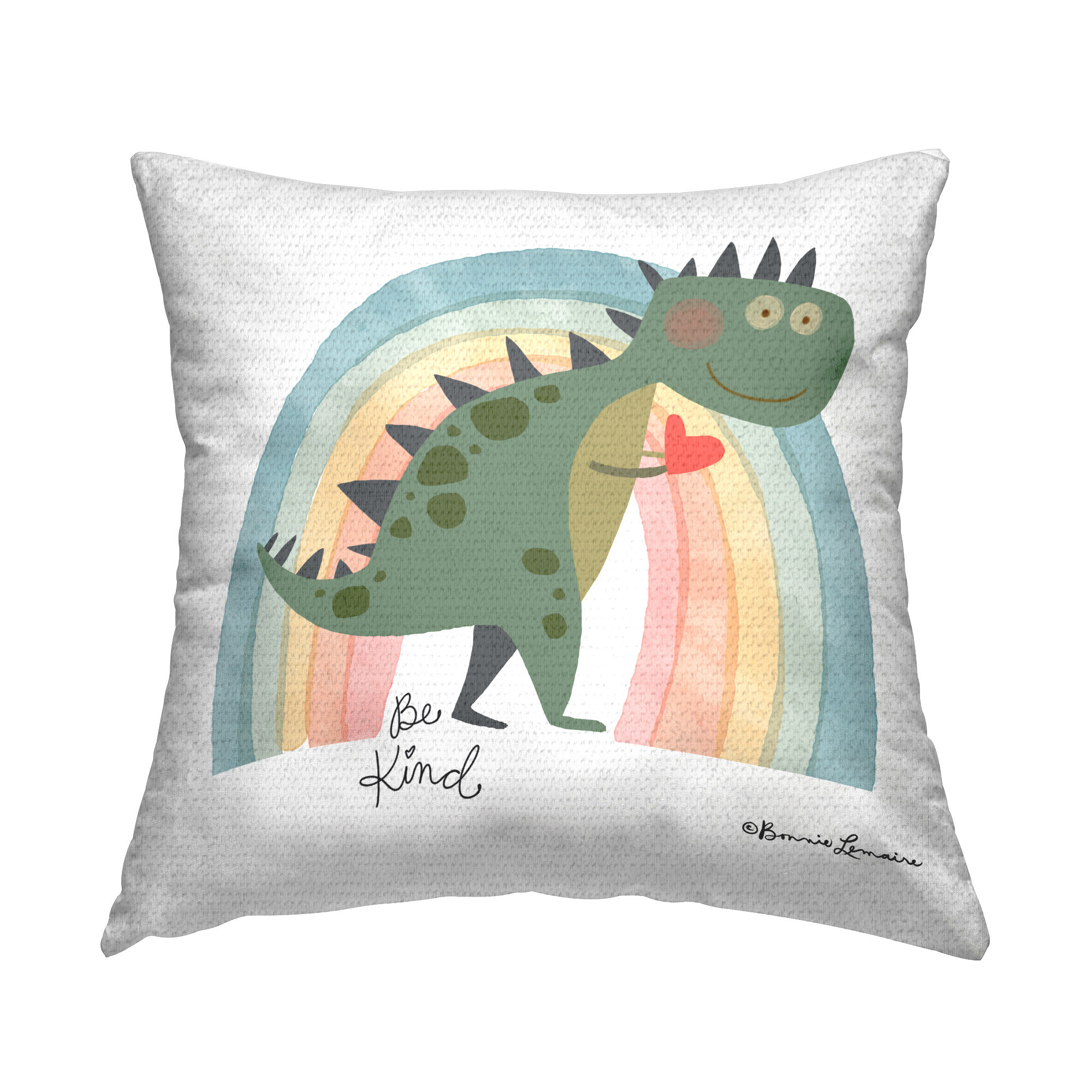 Stupell Industries Be Kind Dinosaur Outdoor Printed Pillow by Bonnie ...