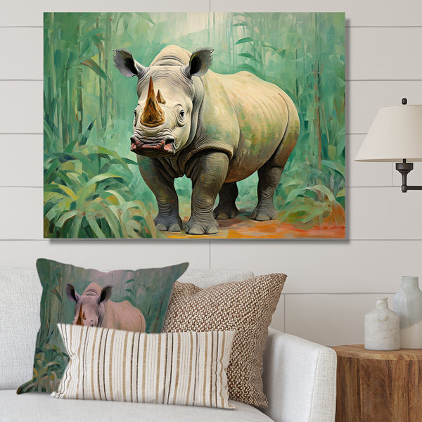 Bungalow Rose Rhinoceros Jungle Horizon - Rhinoceros Wall Art | Wayfair