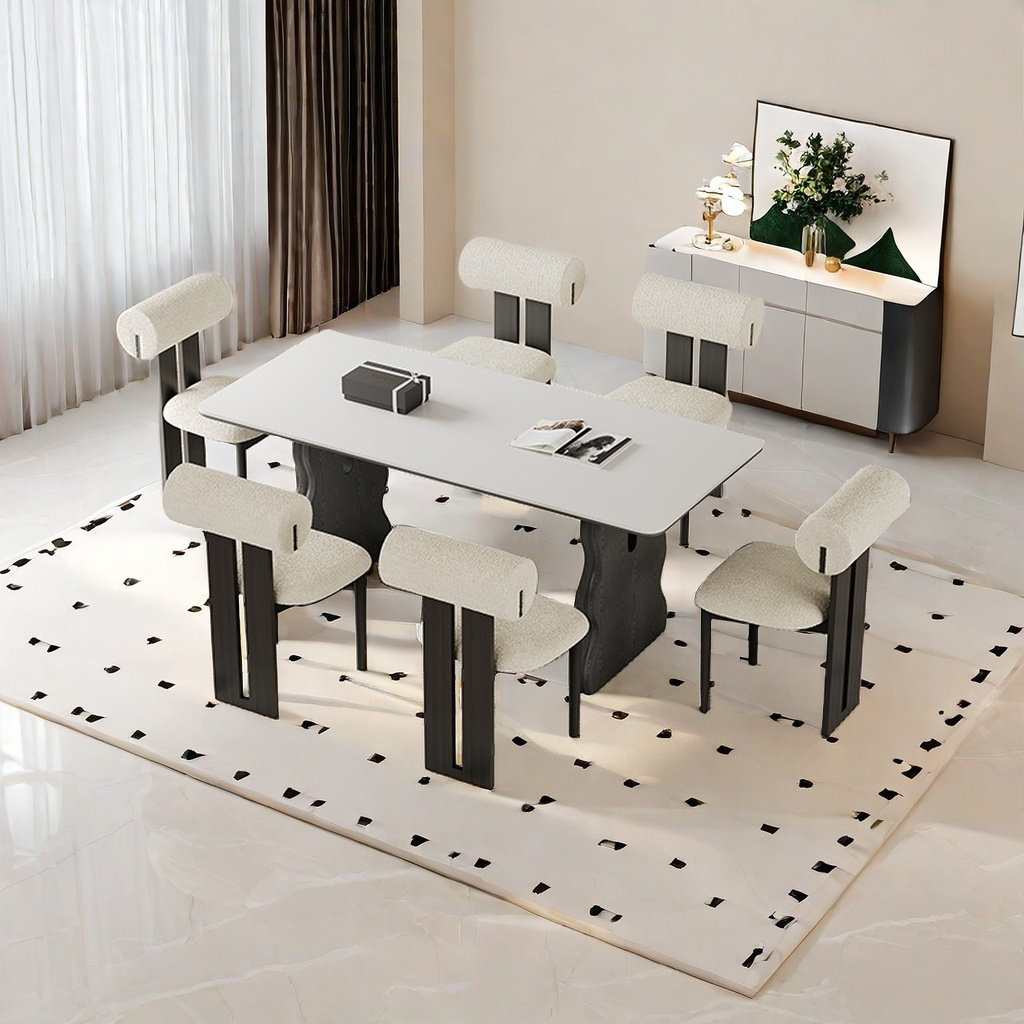 LJIA home Full support white matte rock dining table set | Wayfair
