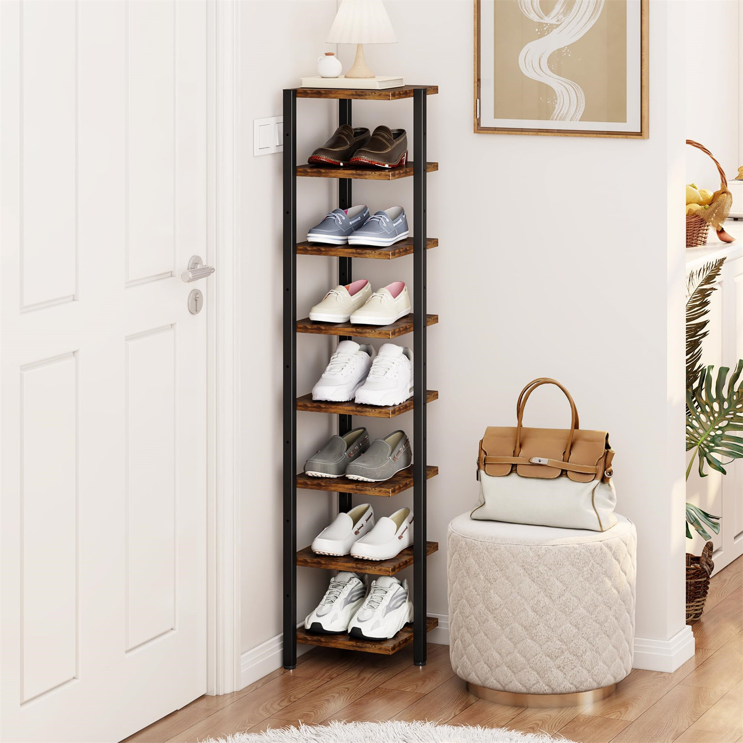 17 Stories Corner Shoe Rack For Entryway,8-Tier Shoe Storage With ...
