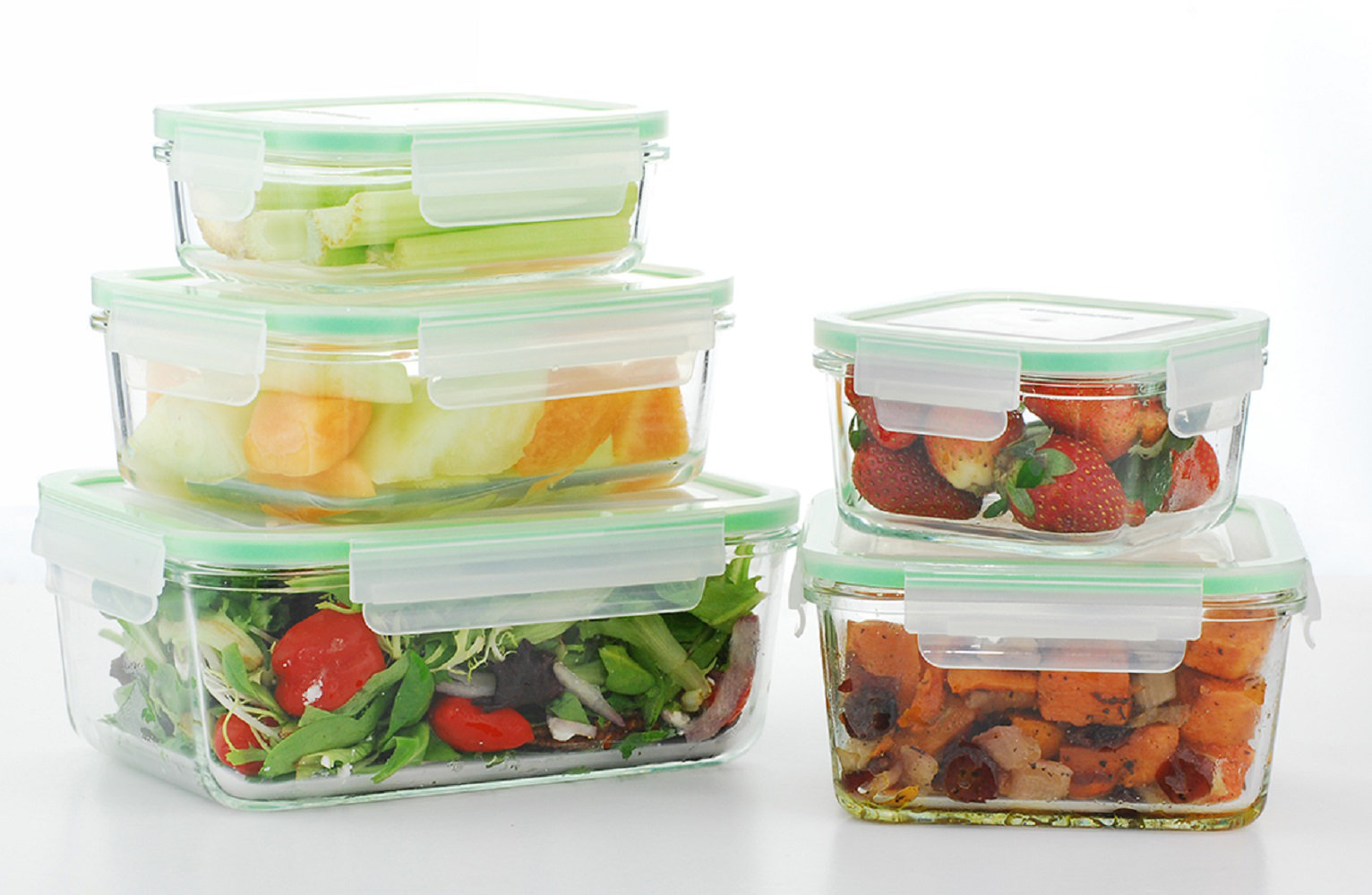 Kinetic GoGREEN Glassworks Oven Safe 5 Container Food Storage Set ...