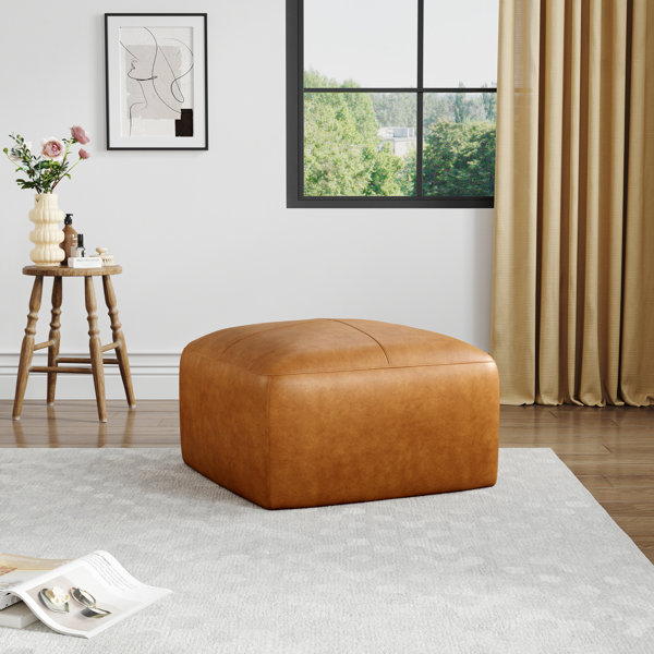 Pia Ricco Hustle Square Top-Grain Genuine Leather Ottoman & Reviews ...