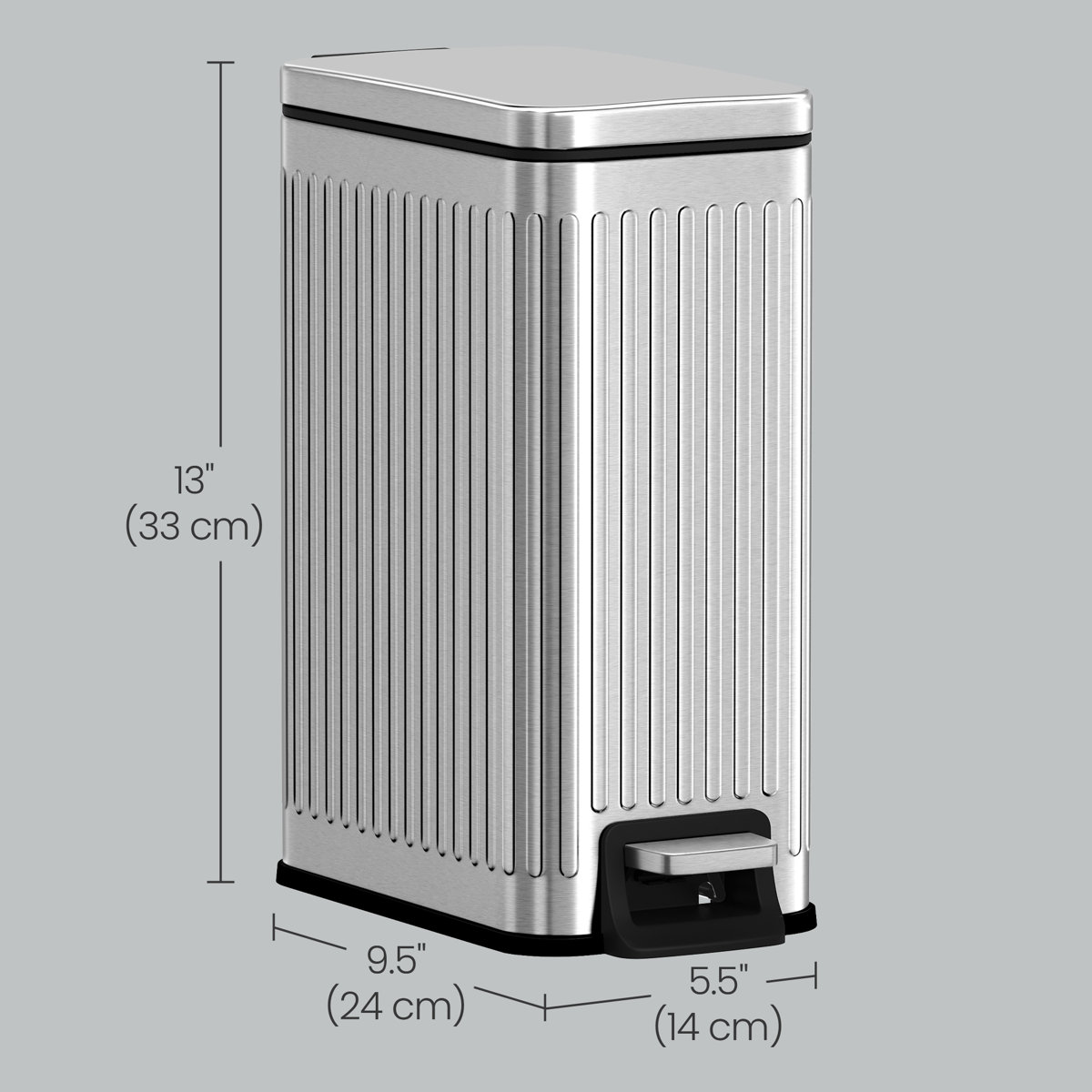 Songmics Bathroom Trash Can, 1.6-Gallon (6 L) Trash Bin With Lid, Slim ...