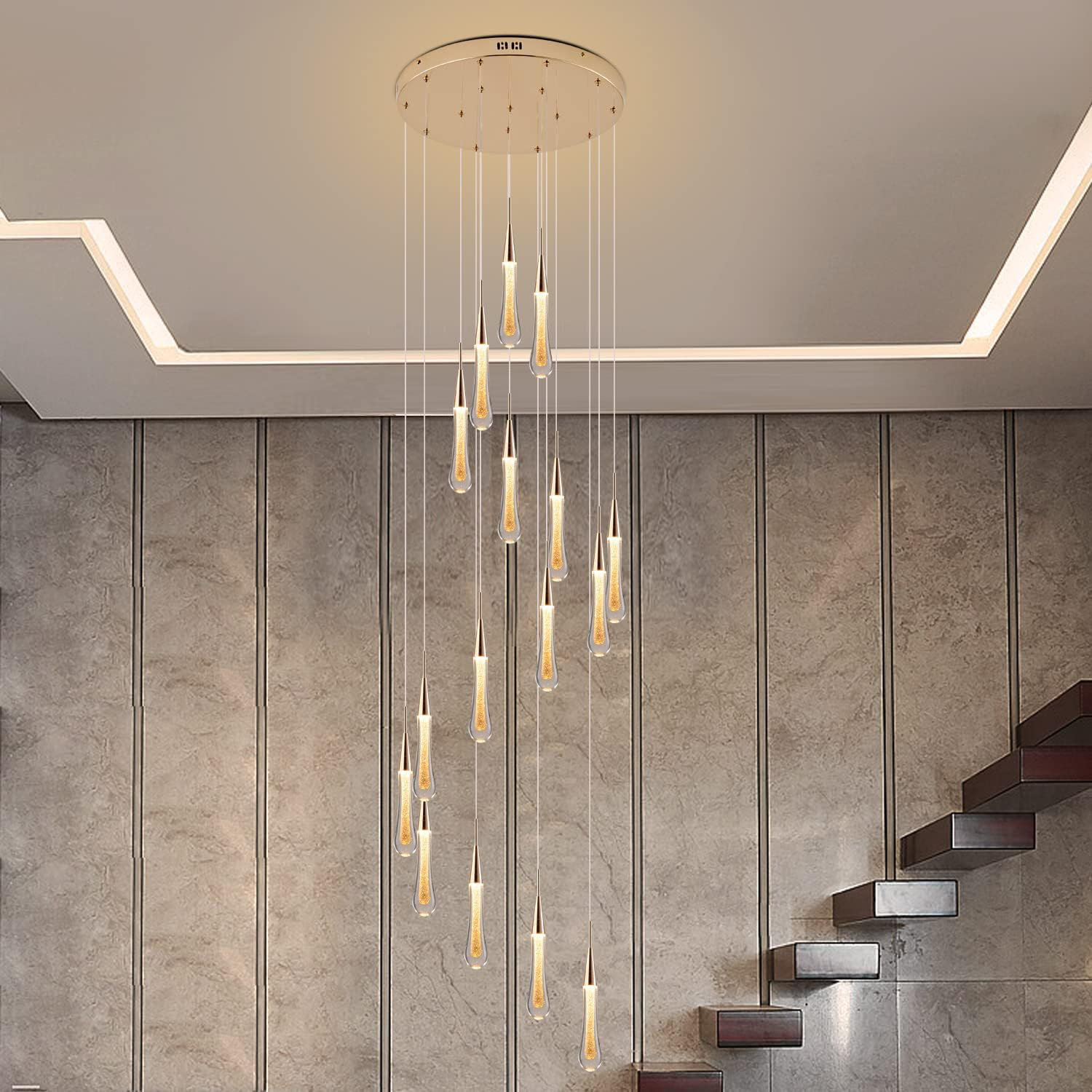 BEAUTY DEPOT 16-Light Gold Crystal Raindrop Chandelier, Adjustable ...