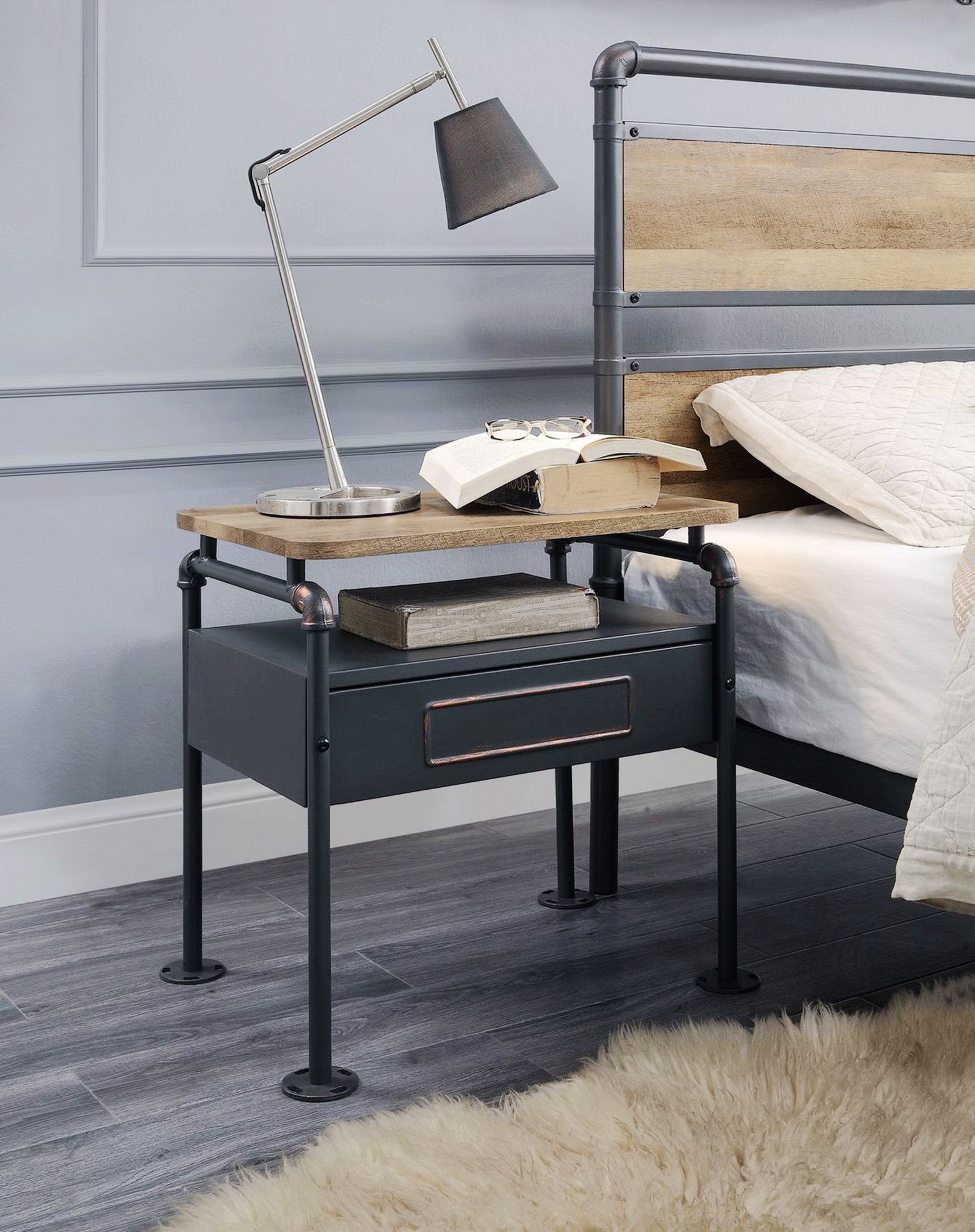 Trent Austin Design® Nicipolis Nightstand In Antique Oak & Sandy Gray ...