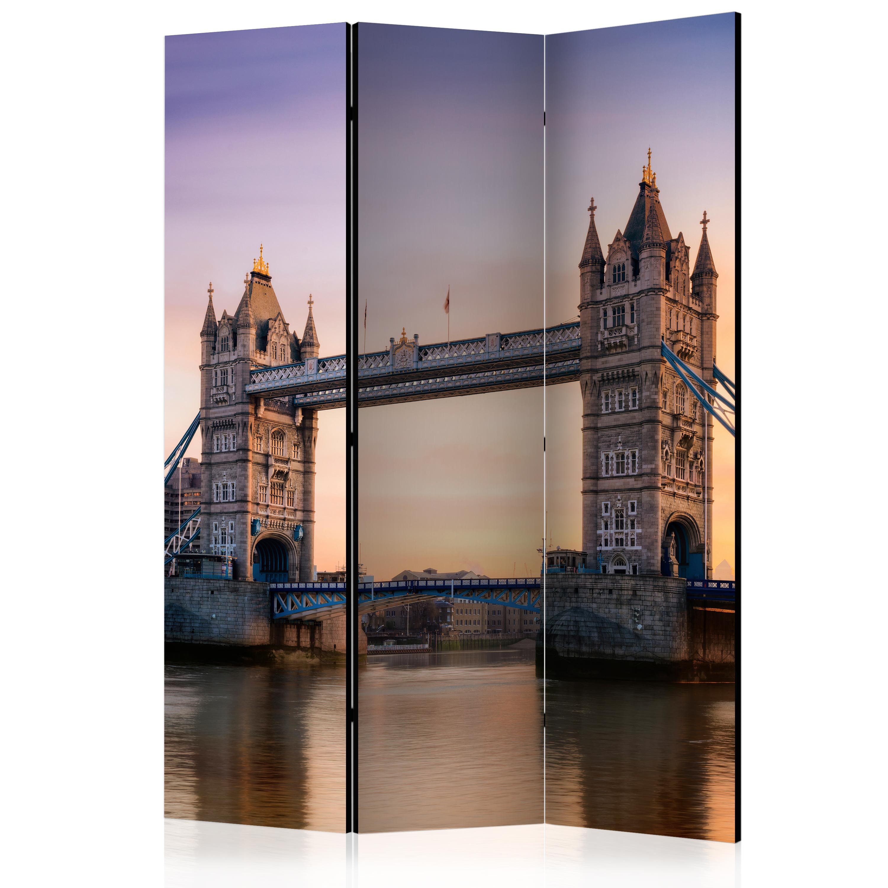East Urban Home Bridge At Sunset 53" W x 68" H 3 Panel Solid Wood ...