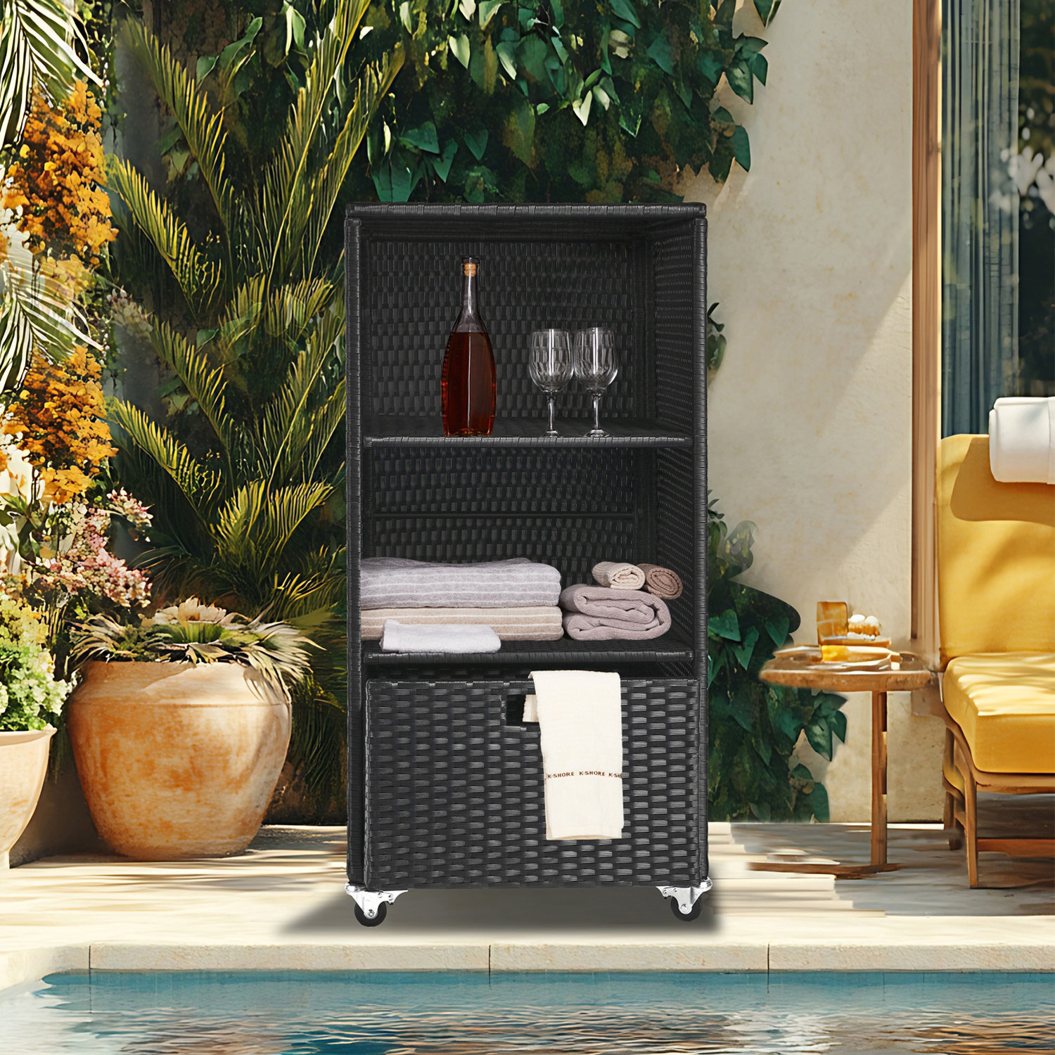 Patio Novagarden Outdoor Towel Rack For Pool Outdoor Pool Towel Storage ...