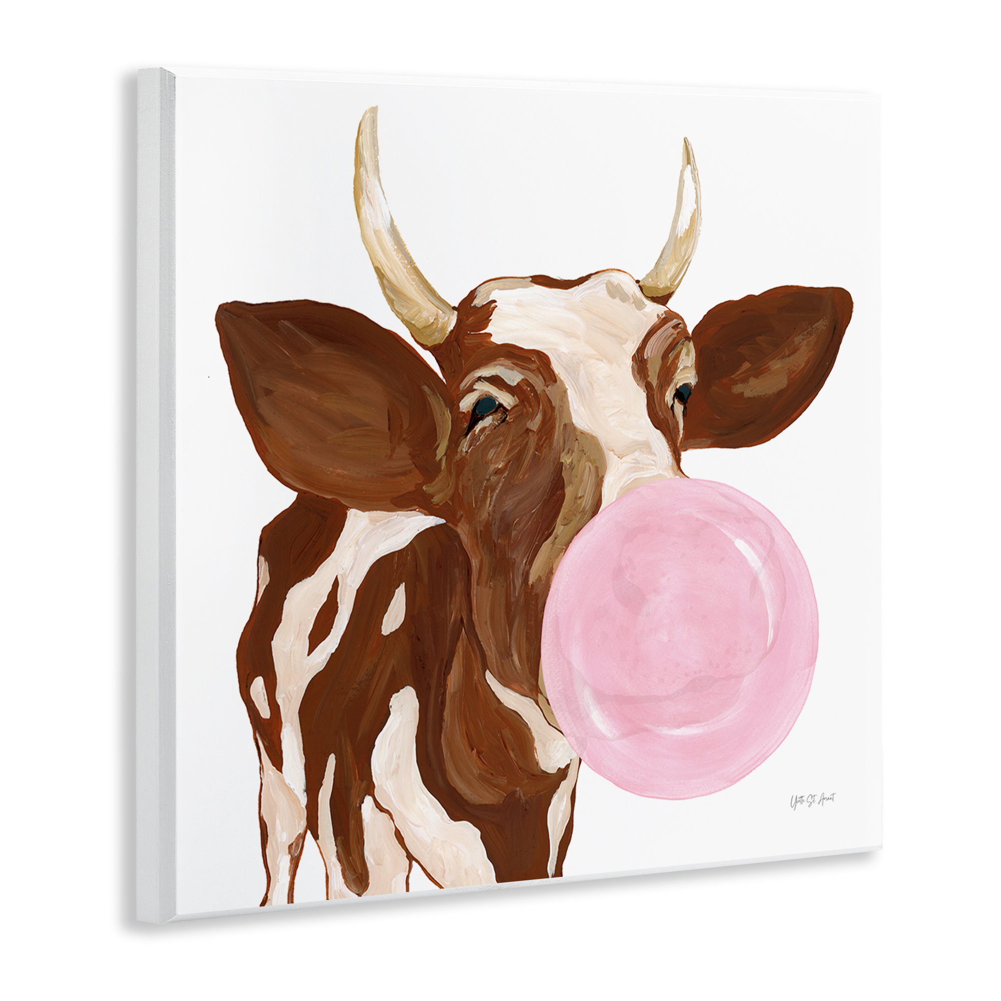 Dakota Fields Happy Bubblegum Cow Wall Plaque Art by Yvette St. Amant ...