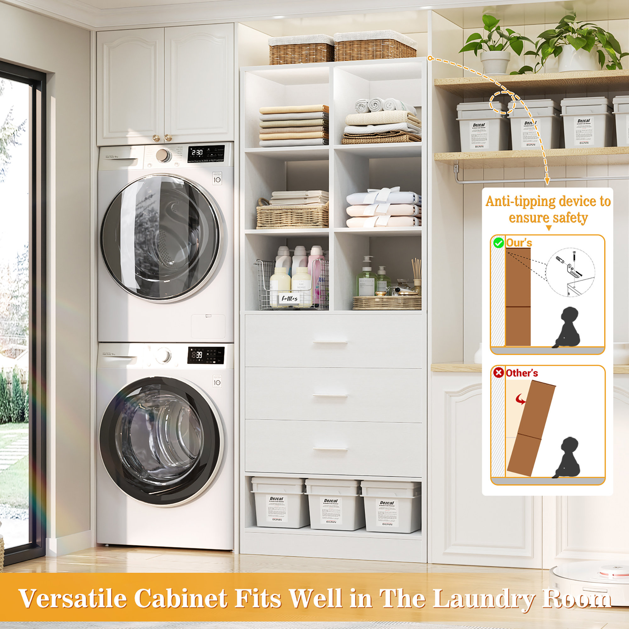 Latitude Run® 23.6” Freestanding Wardrobe Partition Closet System With ...