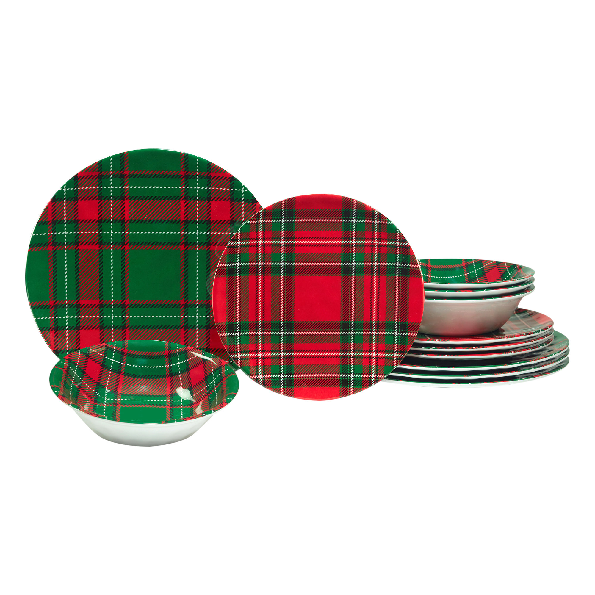 Certified International Christmas Plaid 12 Pc Dinnerware Set - Wayfair ...