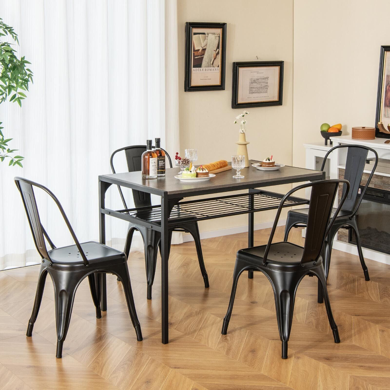 Borough Wharf 45Cm High Back Bar Stools Set Of 4 Metal Counter Height ...