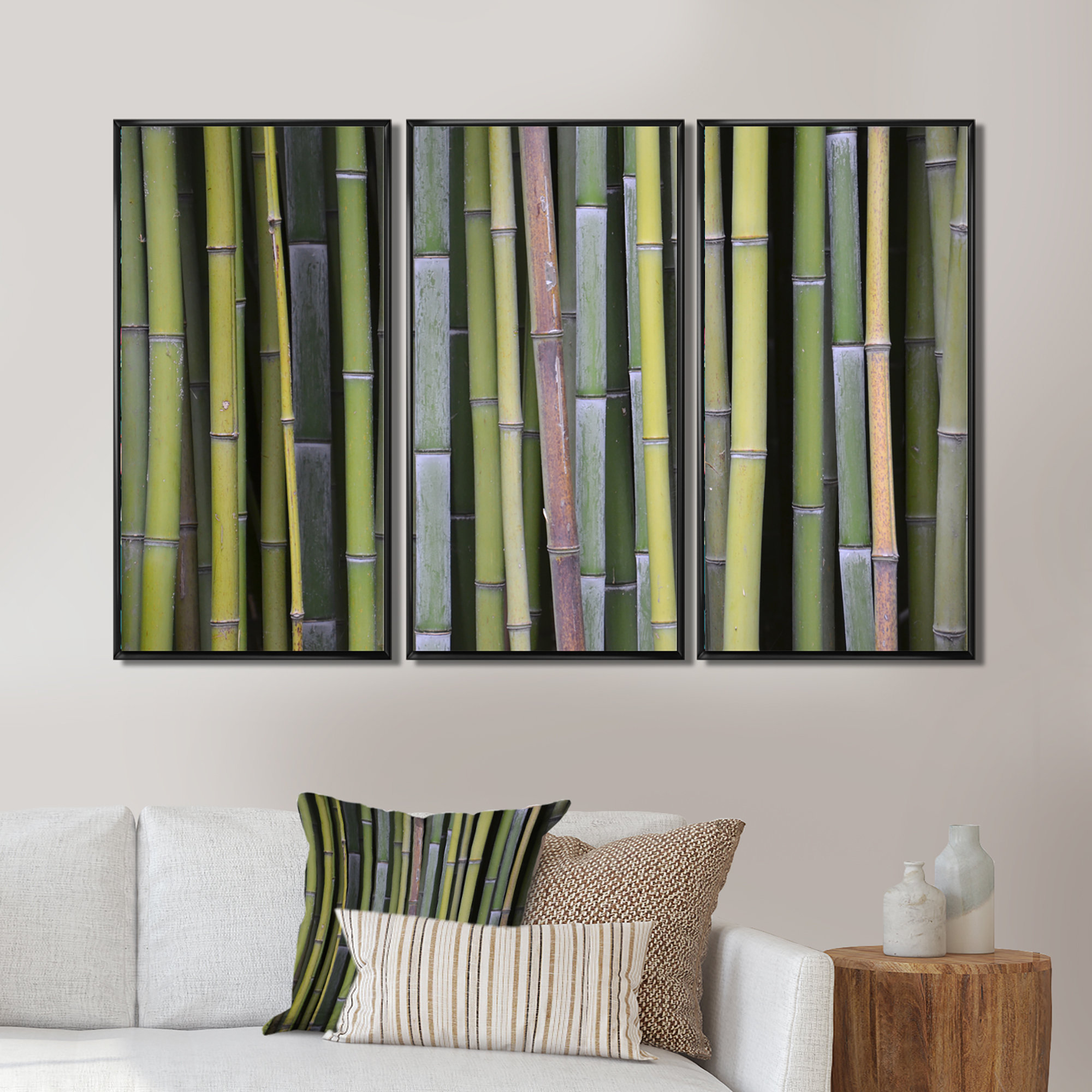 Bay Isle Home™ Green Bamboo Stems - Cabin & Lodge Framed Canvas Wall ...