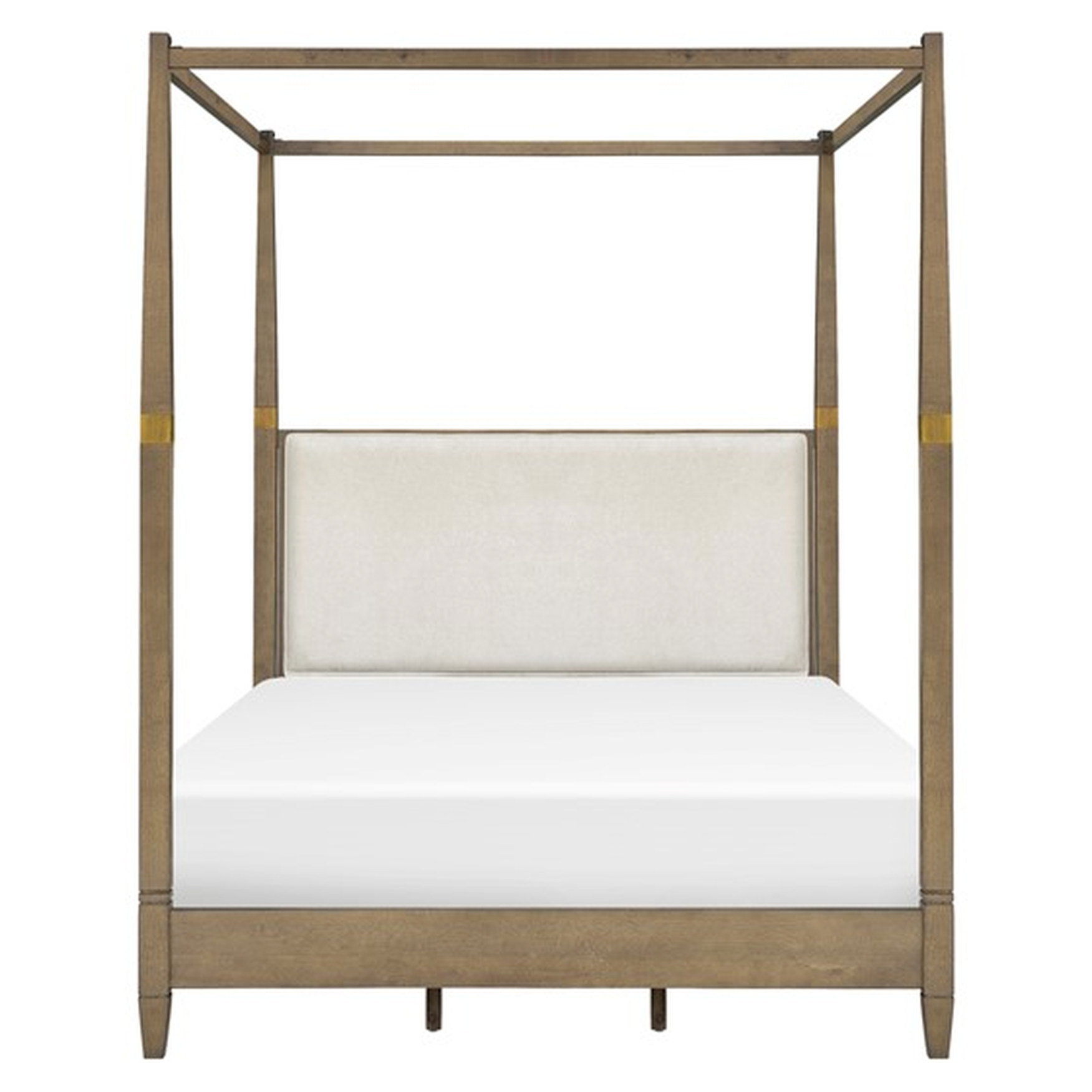 Wildon Home® Brown Solid Wood Canopy Bed Queen - Foam Upholstered ...