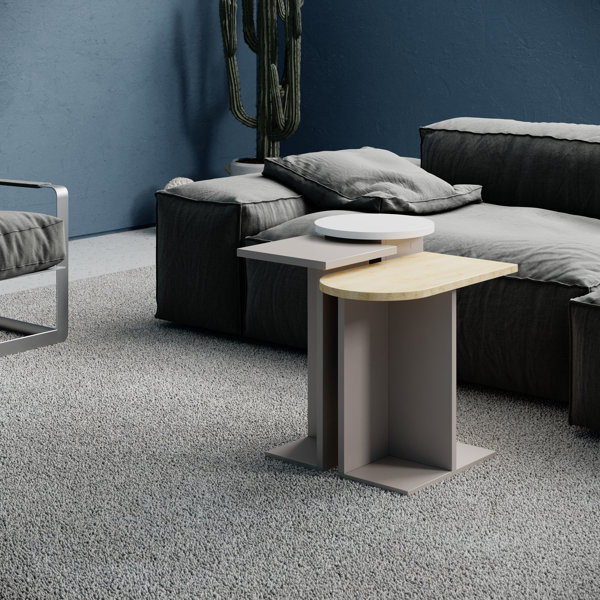 Hykkon Tania Nesting Side Table Set Versatile 2-Piece Tables & Reviews ...