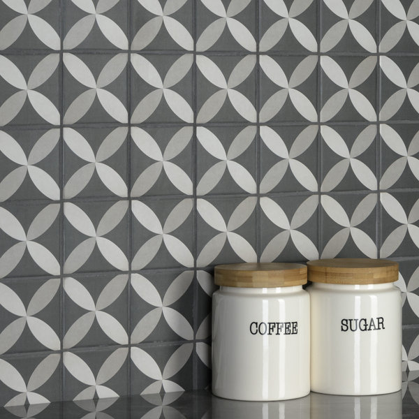 Merola Tile Twenties Mini 4" x 4" Ceramic Patterned Wall & Floor Tile ...