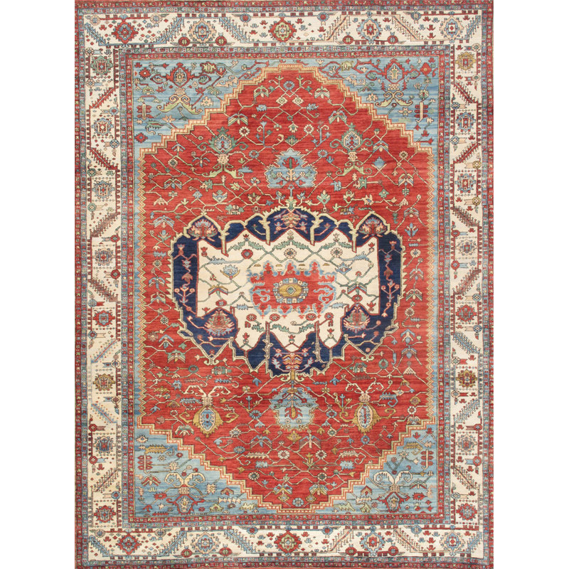 Pasargad Serapi Hand-Knotted Rust Lamb's Wool Area Rug | Wayfair