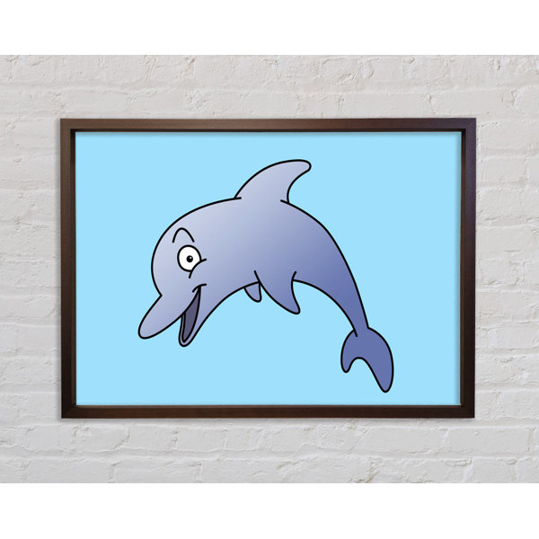 Bright Star Happy Dolphin Baby Blue - Single Picture Frame Art Prints ...