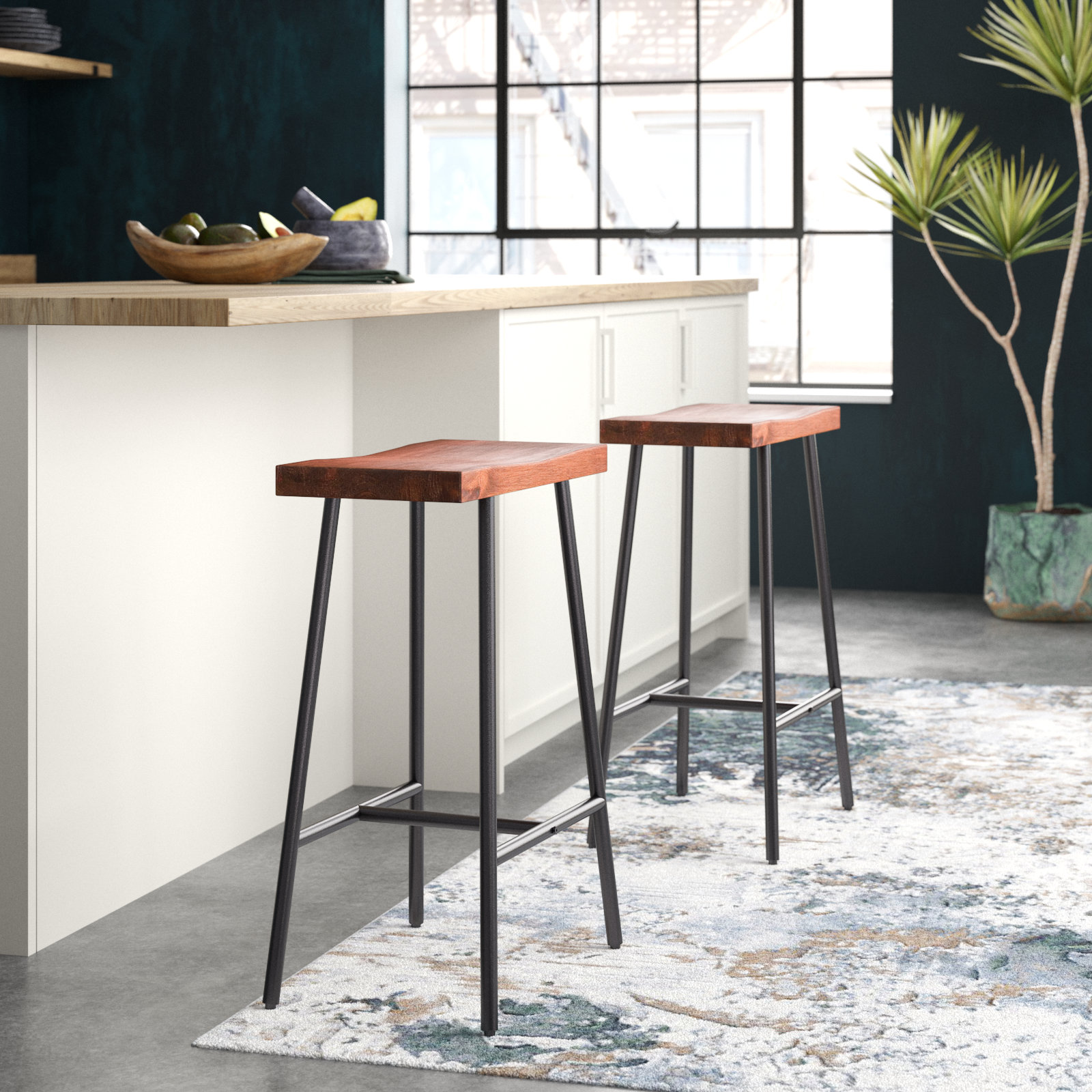 Trent Austin Design® Delicia Industrial Saddle Stool Counter Height Bar ...