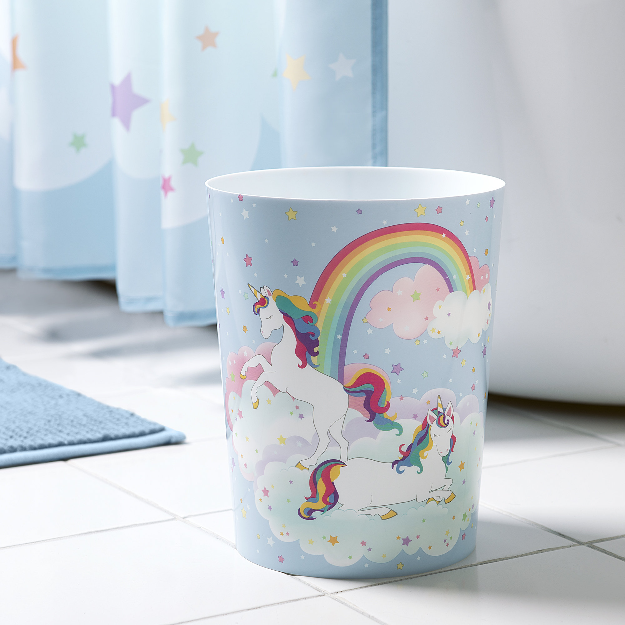 Zoomie Kids Unicorn And Rainbow Plastic Open Waste Basket - 1.56 ...