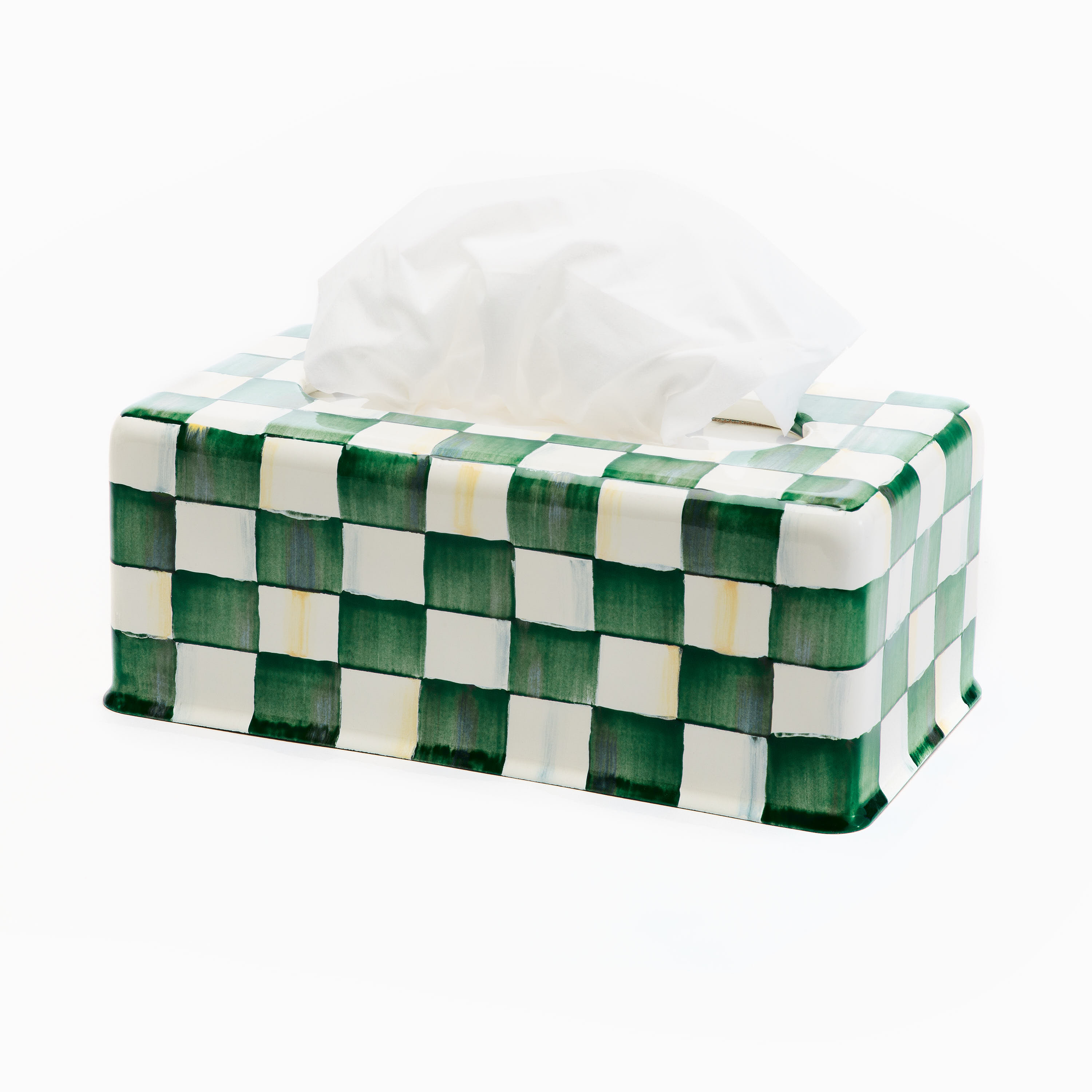 MacKenzie-Childs Emerald Check Standard Tissue Box Cover | Wayfair