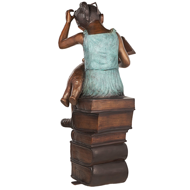 Design Toscano Book Loving Betty Reading Bronze Statue | Wayfair