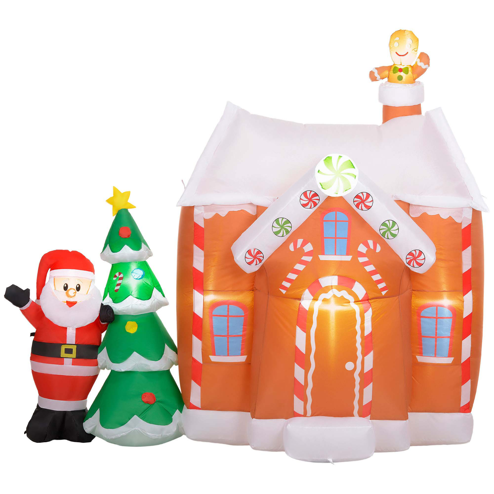 Bungalow Rose 7FT Christmas Inflatable Gingerbread House Santa Claus ...