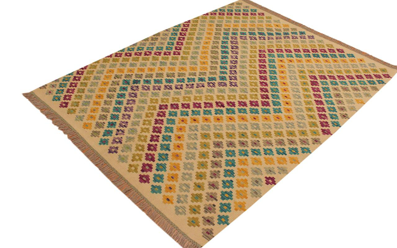 Isabelline One-of-a-Kind Sinclair Handmade Kilim Wool Yellow/Blue Area ...