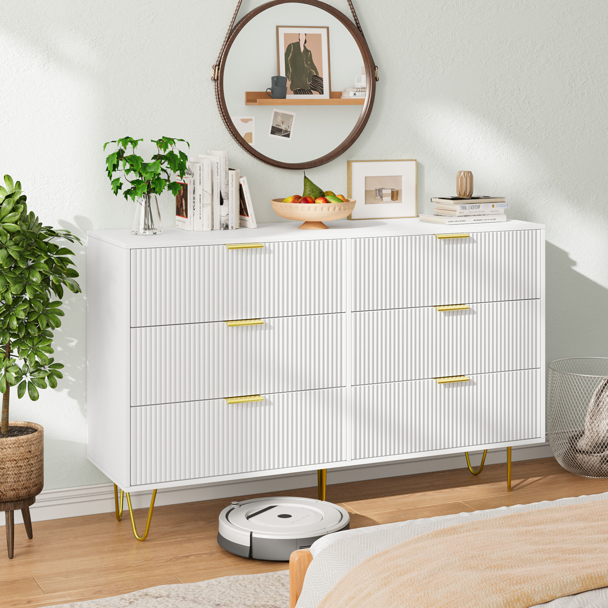 STYLISH Modern White 6 Drawers For Bedroom,Big Size Wide Chest Of ...