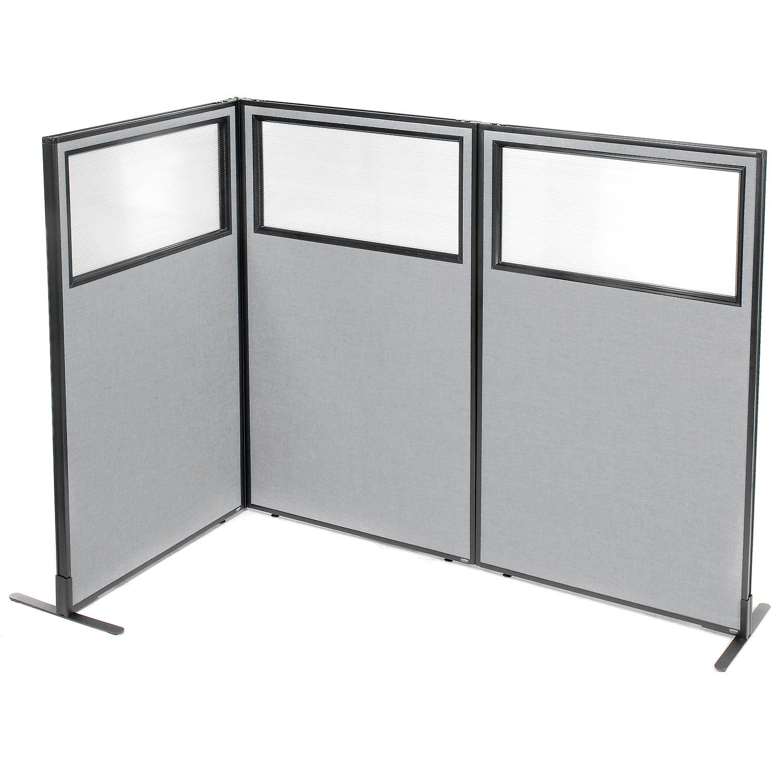 Interion Freestanding Gray 3-Panel Corner Room Divider With Partial ...