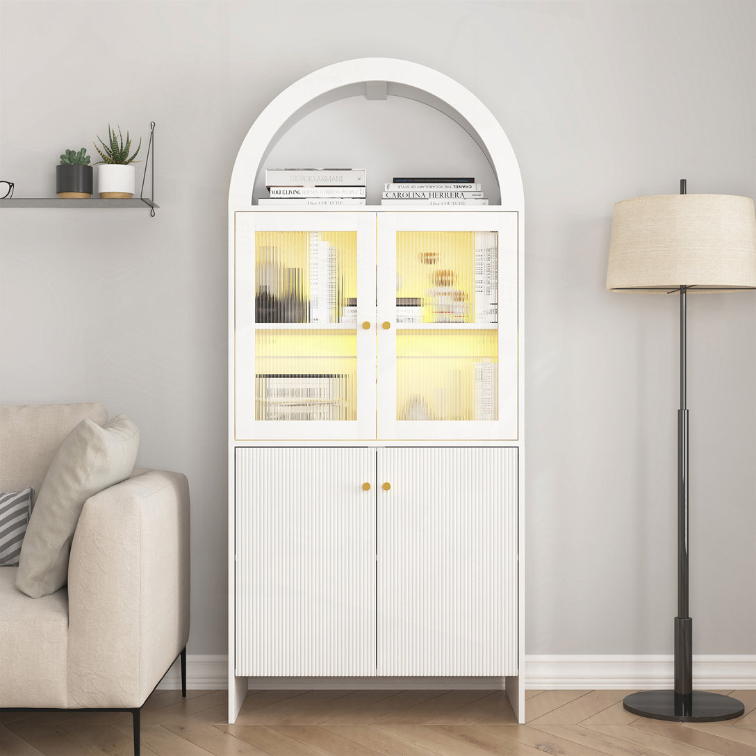 Hokku Designs Arch Storage Pantry Cabinet with LED Lighting - Wayfair ...