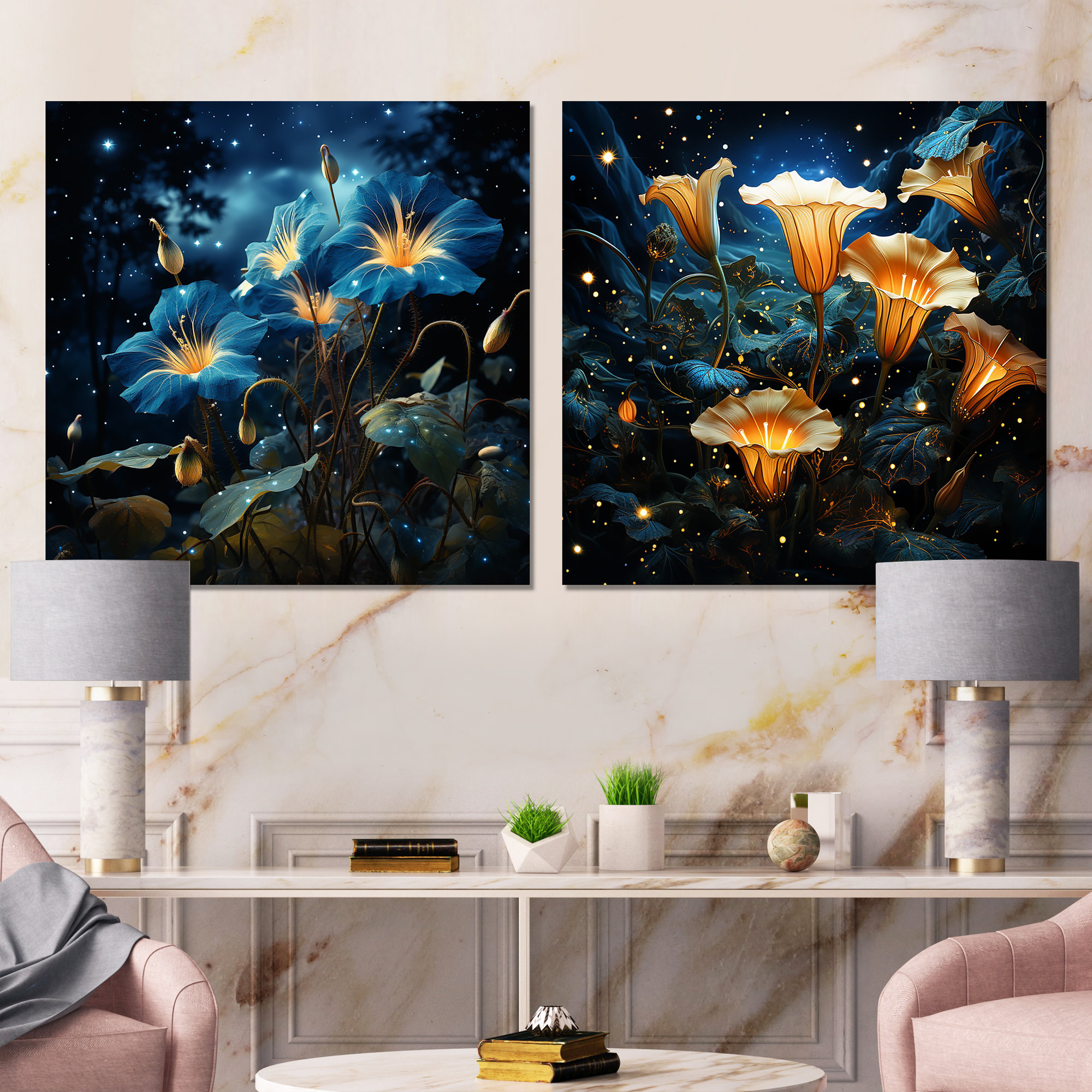 Lark Manor™ Starry Night Morning Glory Flower I - Morning Glory Metal ...