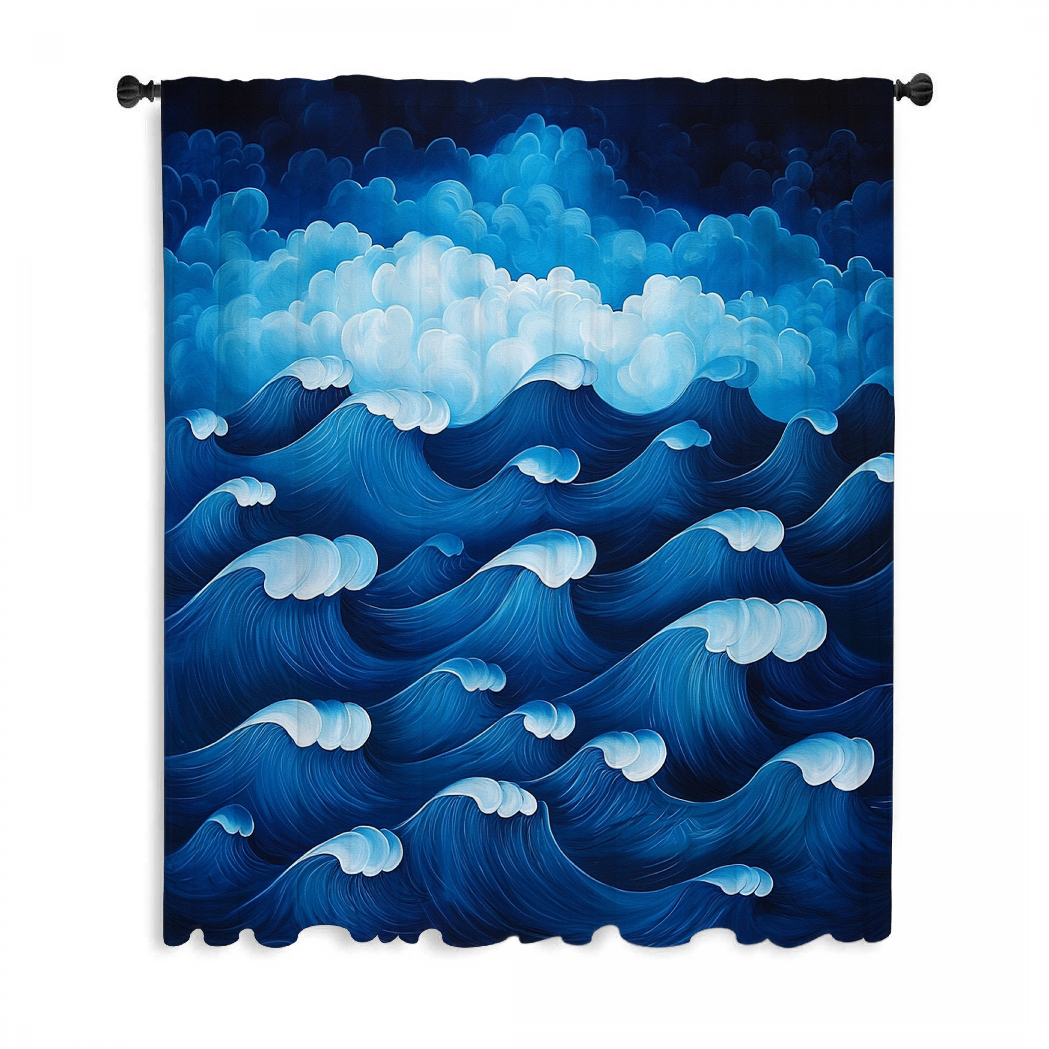 Rosecliff Heights Ocean Waves Window Curtains, Nature Blockout & Sheer ...