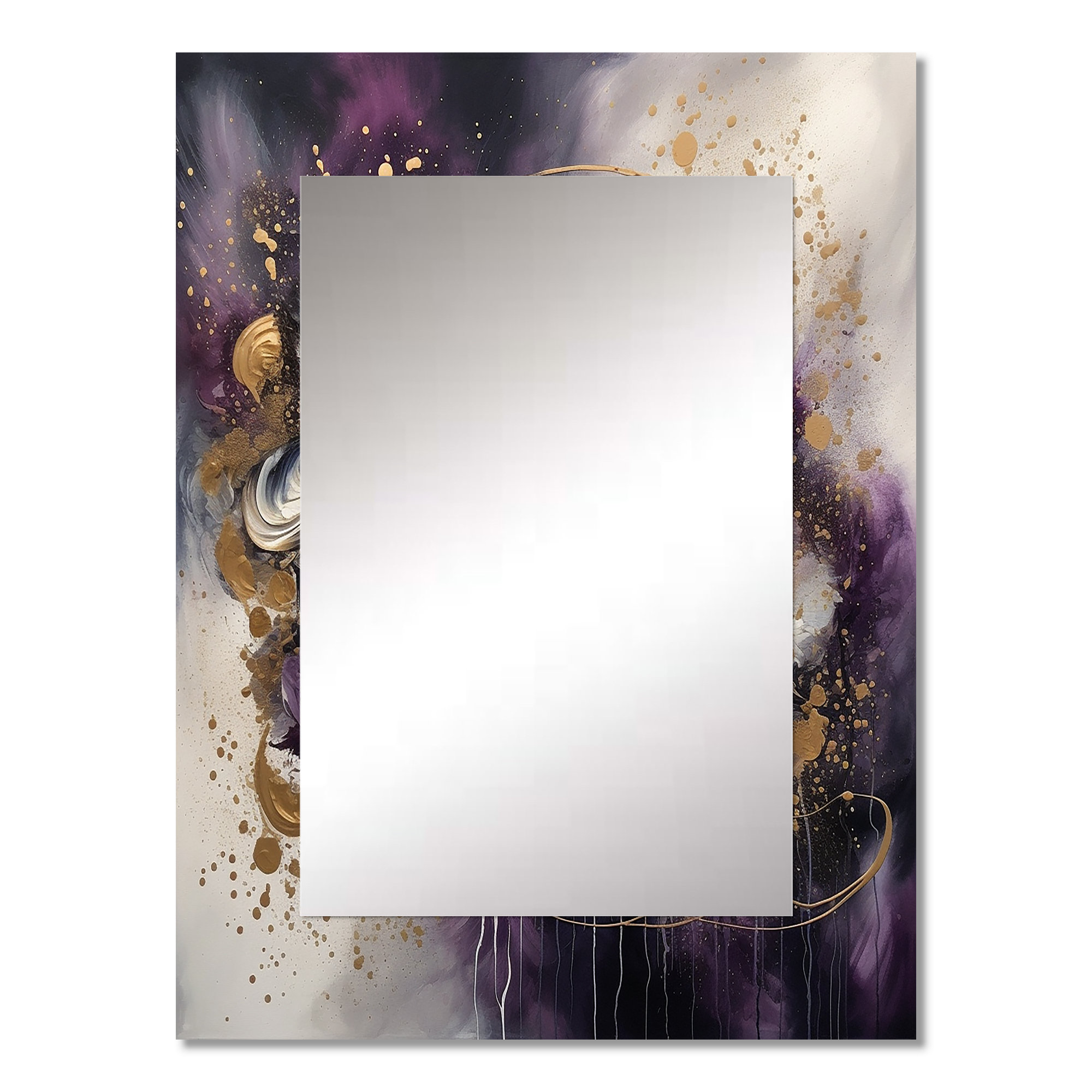 Ivy Bronx Gold Purple Transcendent Liquid Ink - Marble Decorative Wall ...