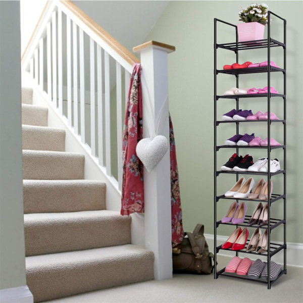 Rebrilliant Shoe Rack, Sturdy Metal Shoe Rack Organizer,Narrow Shoe ...