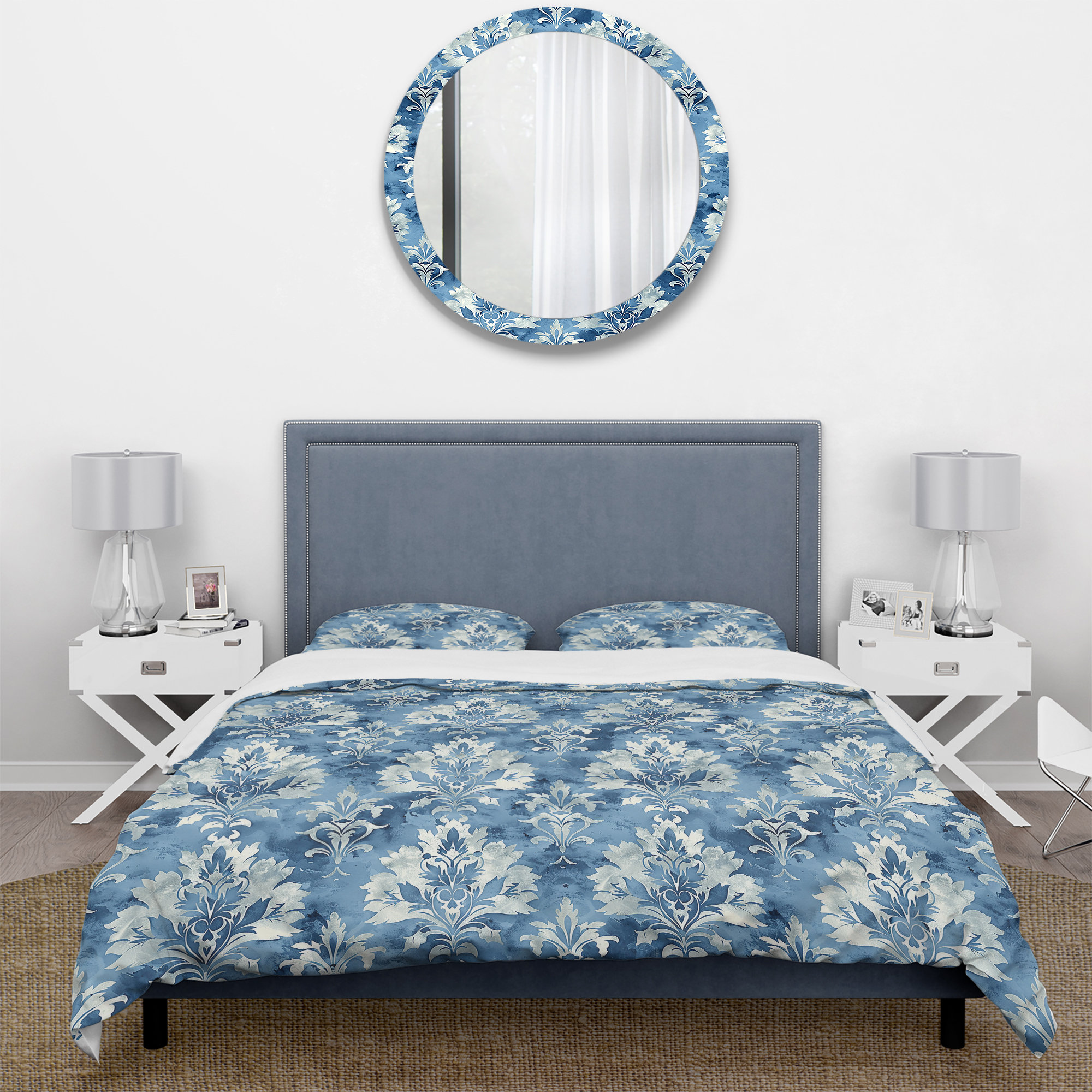 Design Art Baby Blue Rustic Floral Charm Pattern II - Floral Duvet ...