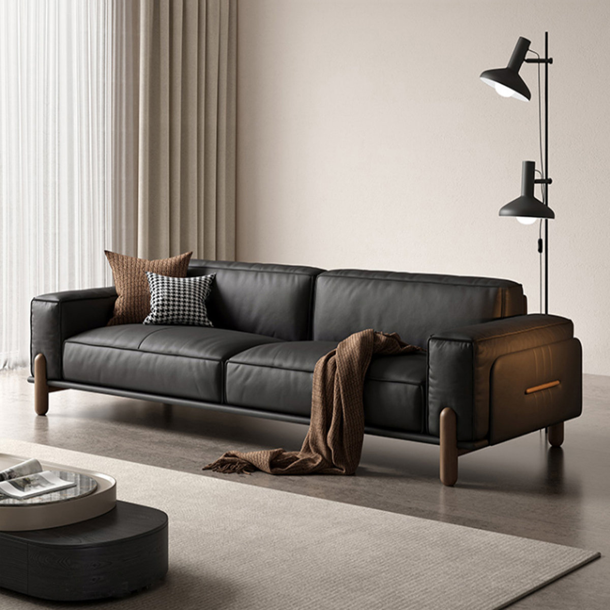 Crafts Design Trade 78.74'' Genuine Leather Square Arm Sofa | Wayfair