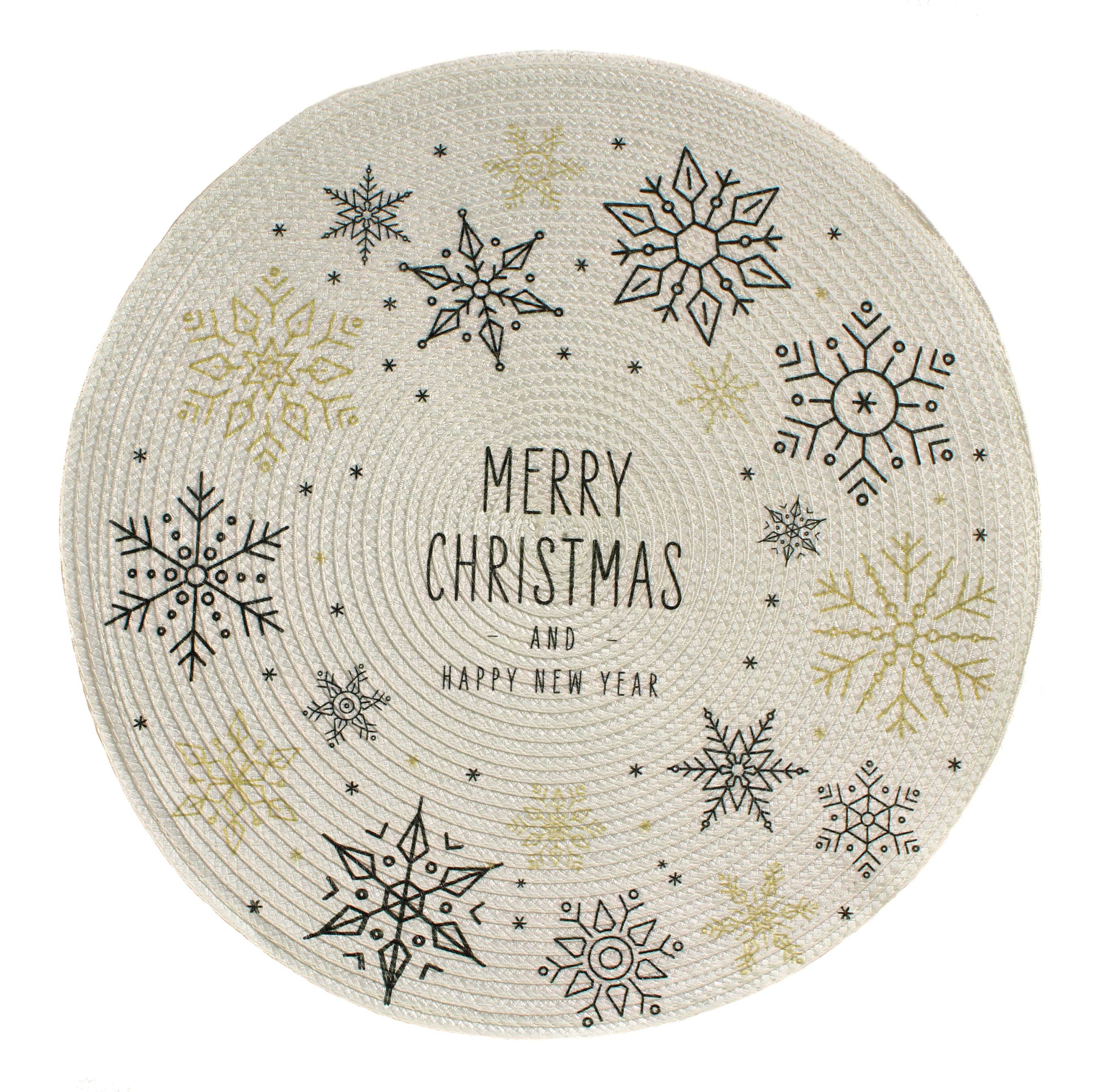 The Holiday Aisle® Christmas Woven Table Placemats 15” Round Set of 6 ...