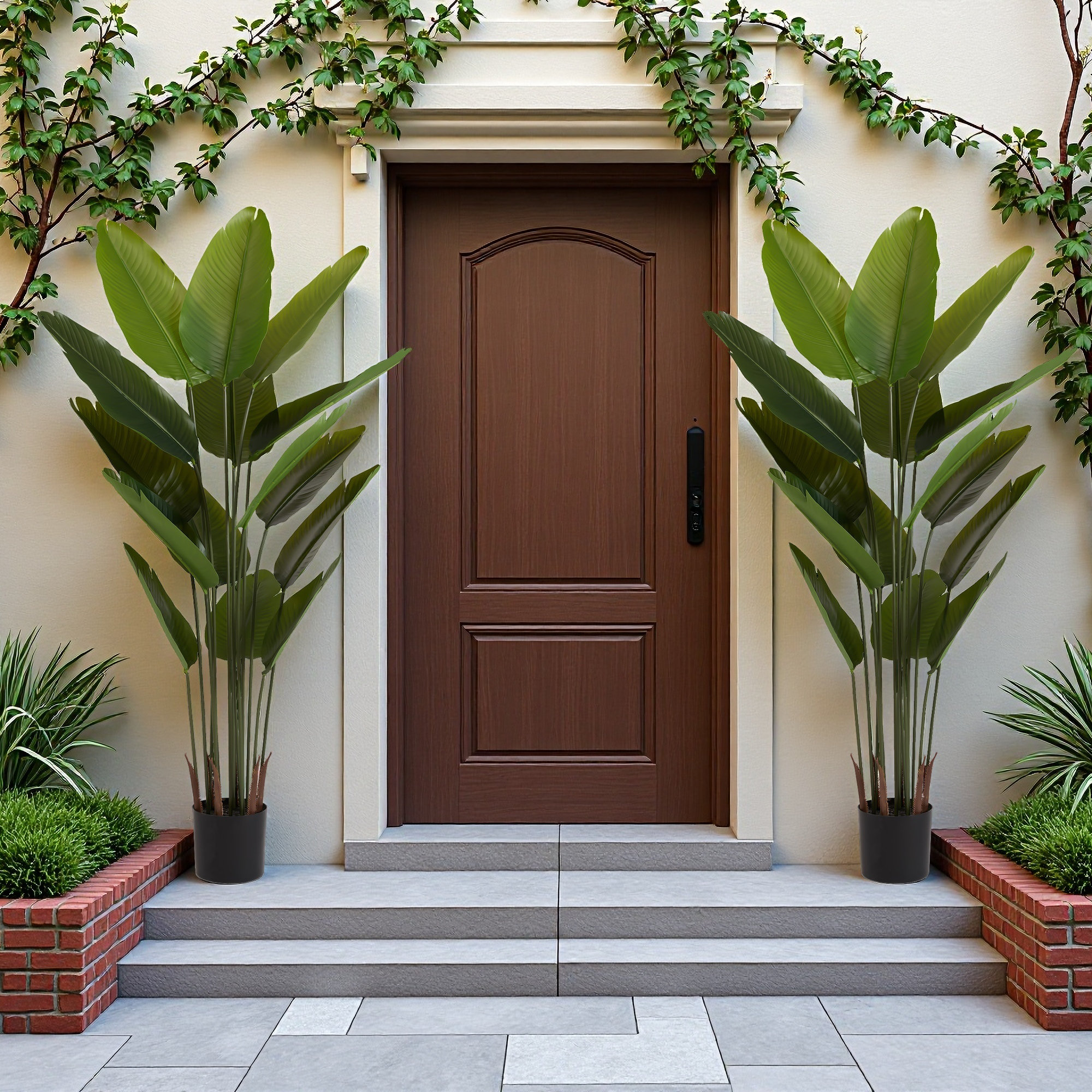 Primrue 2-Pack Realistic Artificial Banana Leaf Plants - Adhesive ...