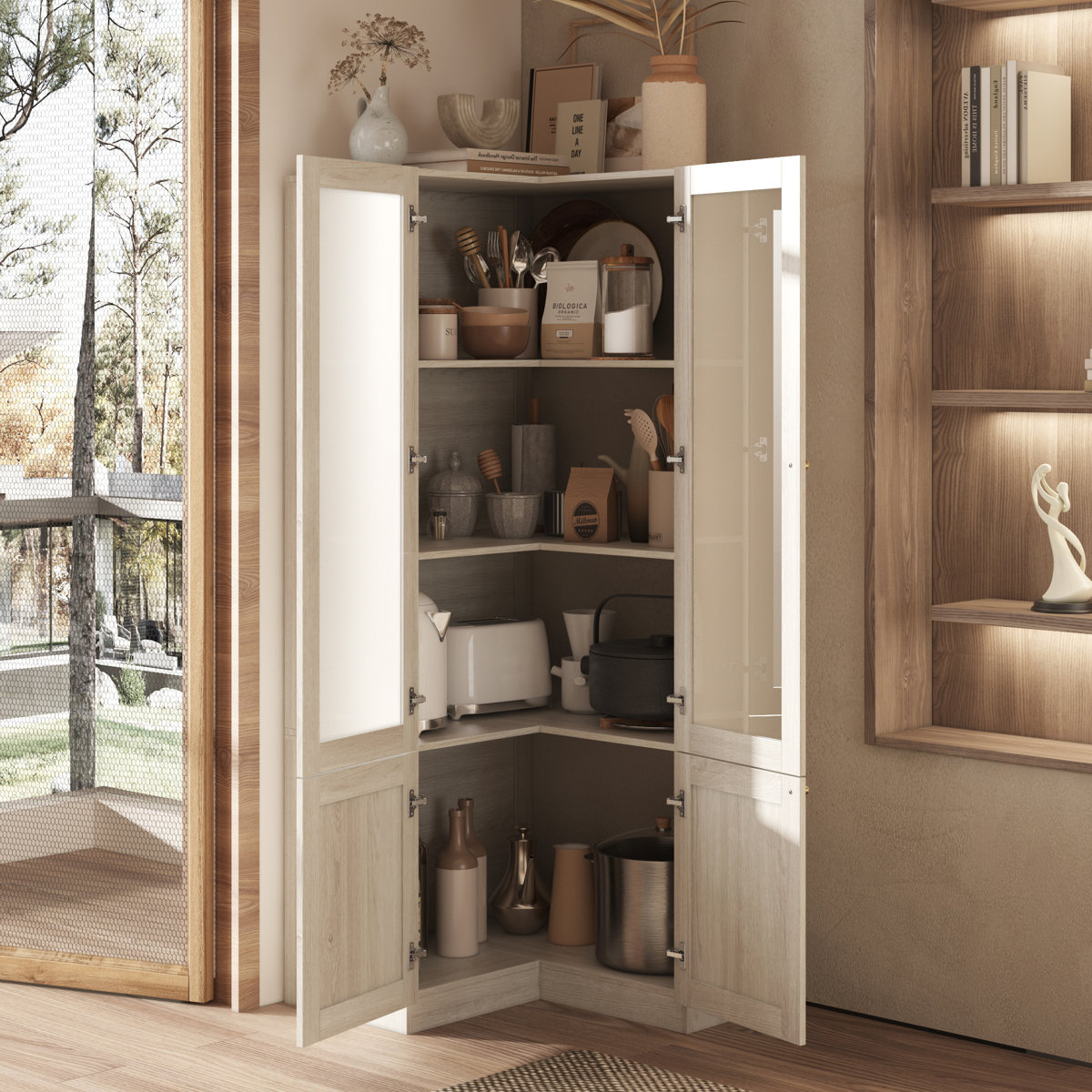 Lark Manor™ 71"H Kitchen Buffet Corner Food Pantry & Reviews | Wayfair