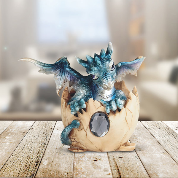 Trinx 4"H December Birthstone Blue Dragon Baby Hatchling Figurine | Wayfair