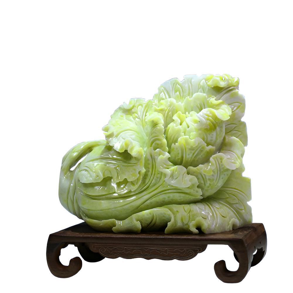 Canora Grey Natural Jade Cabbage Sculpture: Exquisite Stone Carving For ...