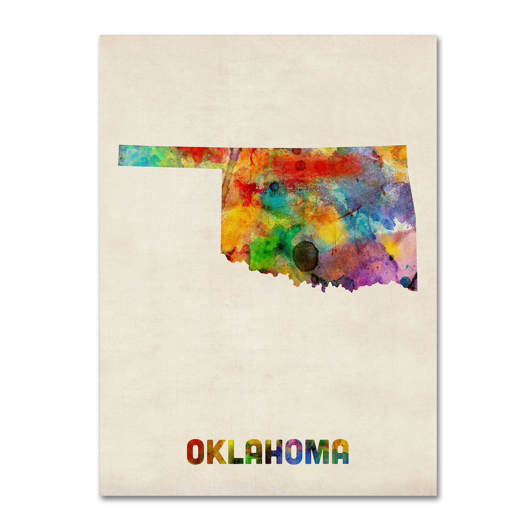 Trinx 'Oklahoma Map' by Michael Tompsett Framed Graphic Art on Wrapped ...