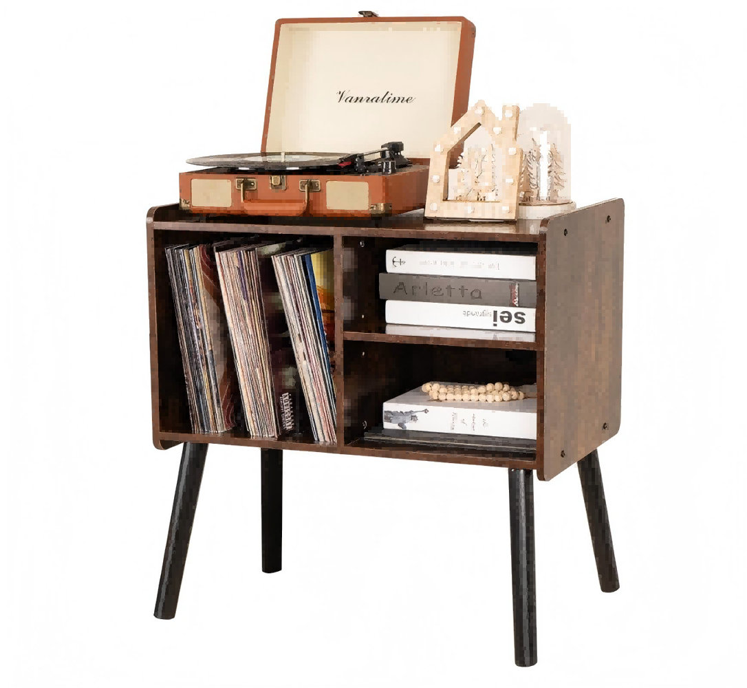 George Oliver Record Player Stand, Mid-Century Record Player Table With ...