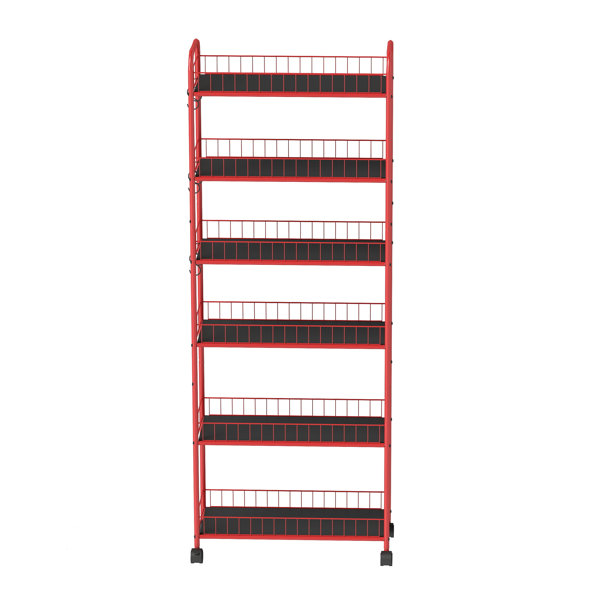 Latitude Run® Red 6-Tier Rolling Cart Gap Kitchen Slim Slide Out ...
