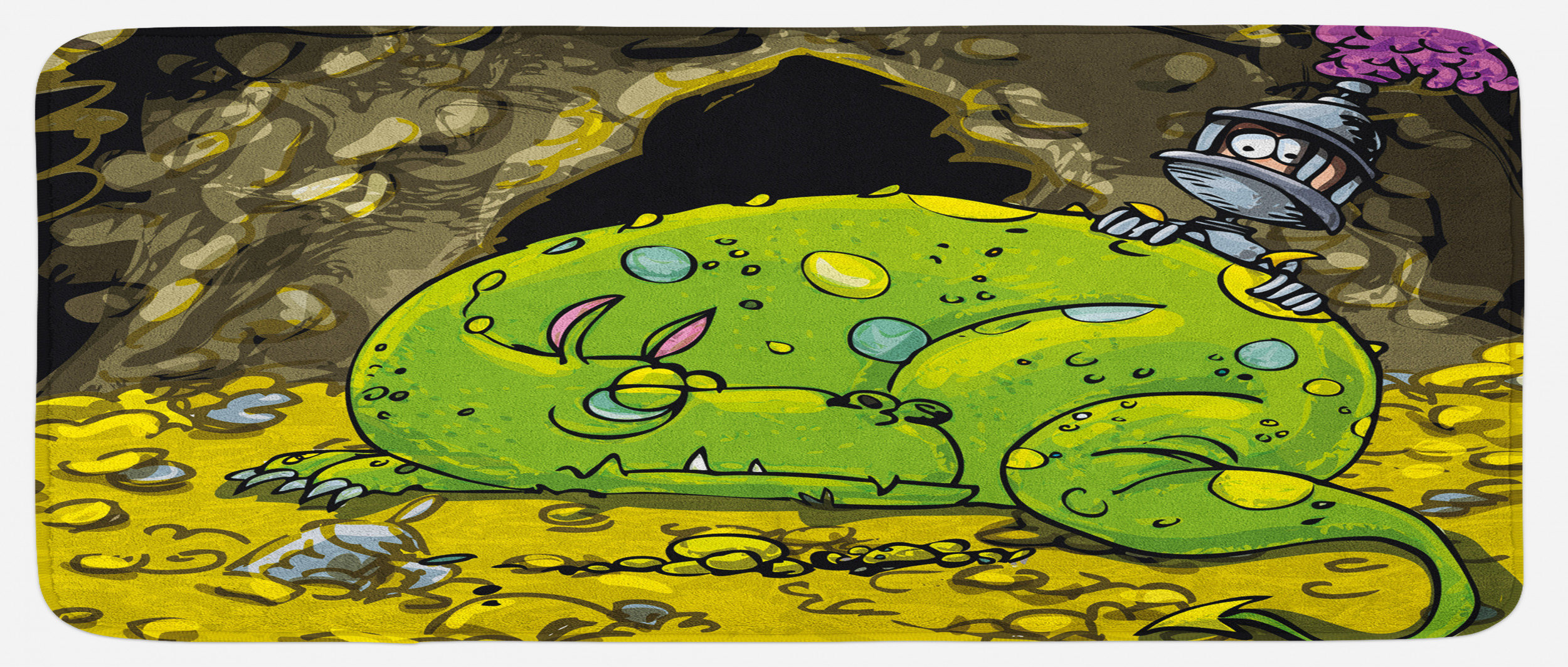 East Urban Home Creature Sleeping On A Pile Of Gold And Scared Knight ...