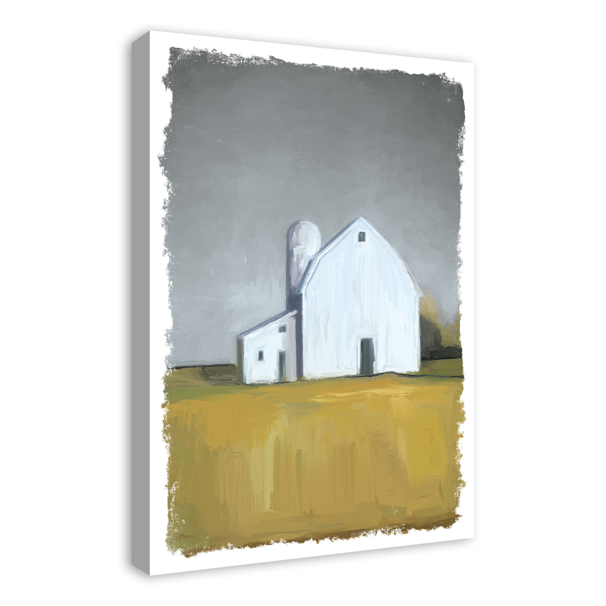 Rosalind Wheeler White Barn Landscape - Wrapped Canvas Painting Print ...