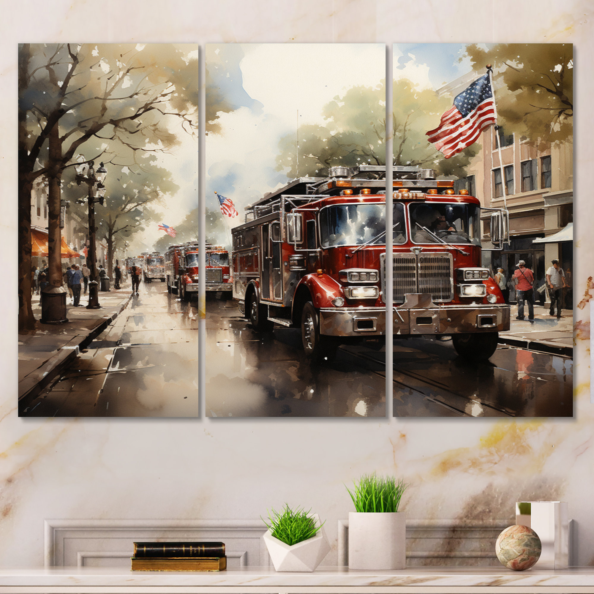 Design Art Fire Truck II - Fireman Metal Wall Decor Set | Wayfair