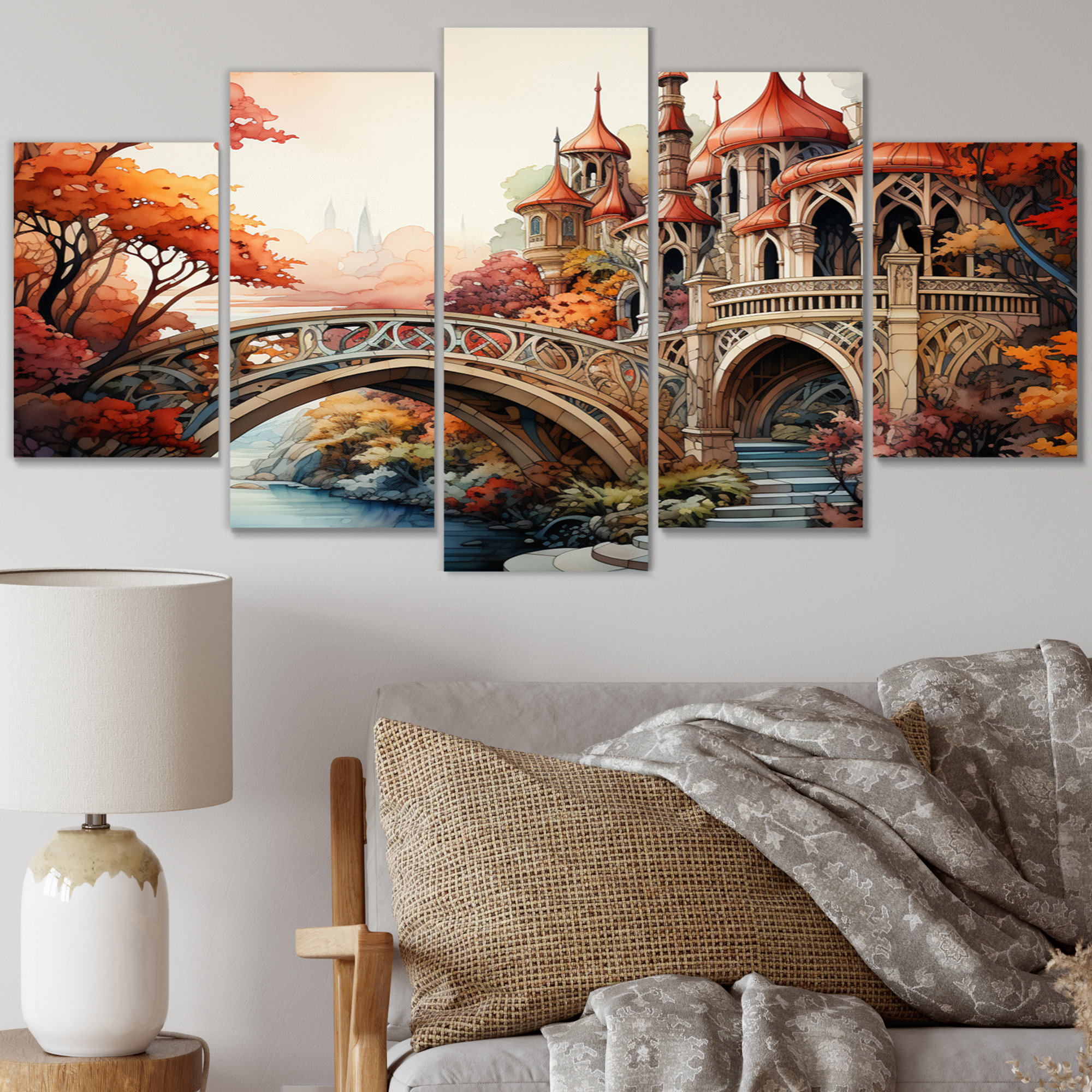 Fleur De Lis Living Orange Bridge Whimsical Archway 5 Pieces | Wayfair