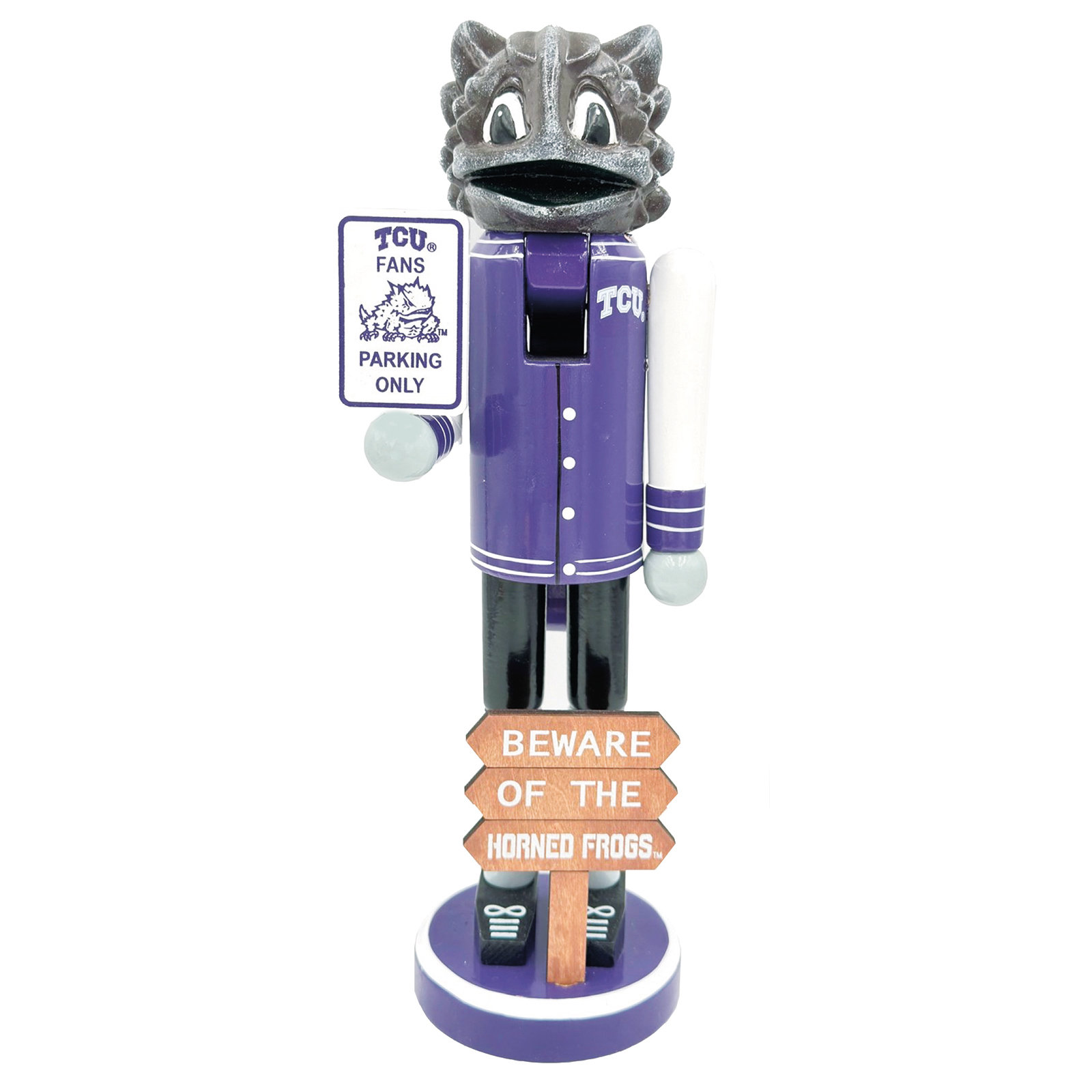 The Holiday Aisle® 12” TCU Beware of the Horned Frogs Nutcracker | Wayfair