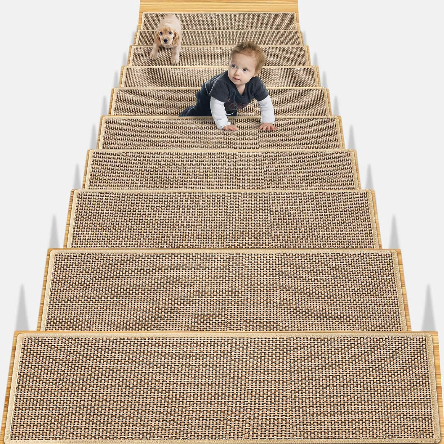 Gracie Oaks 15PCS Stair Treads Non Slip Linen Non-Slip Stair Treads For ...